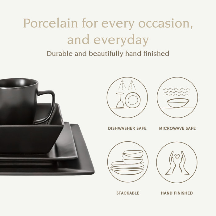 Joss & Main Gerson Hard Square 16 Piece Dinnerware Set, Service for 4 ...