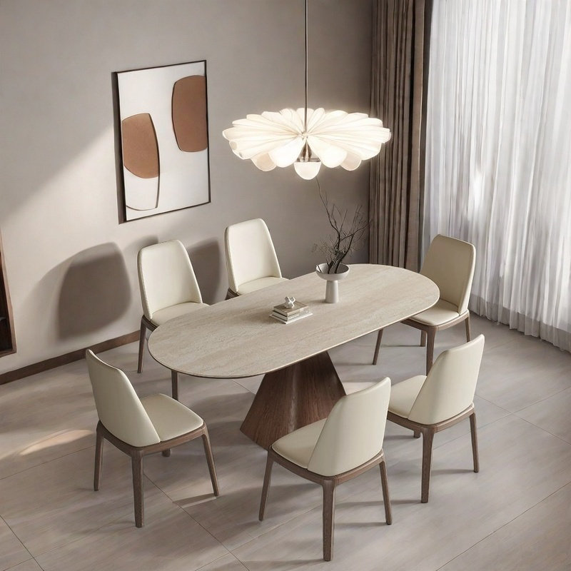 dujinlong home Modern Rock Plate Solid Wood Dining Table Sets. | Wayfair
