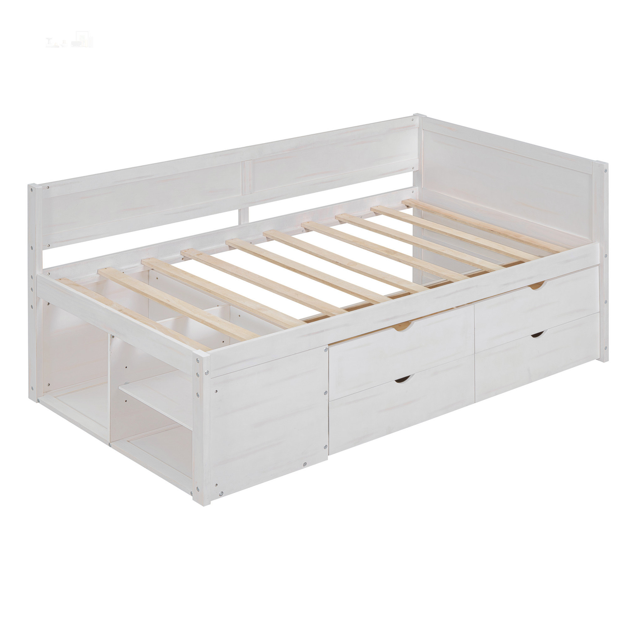 Latitude Run® Daybed with Drawers and Shelves, Perfect for Space-Saving ...