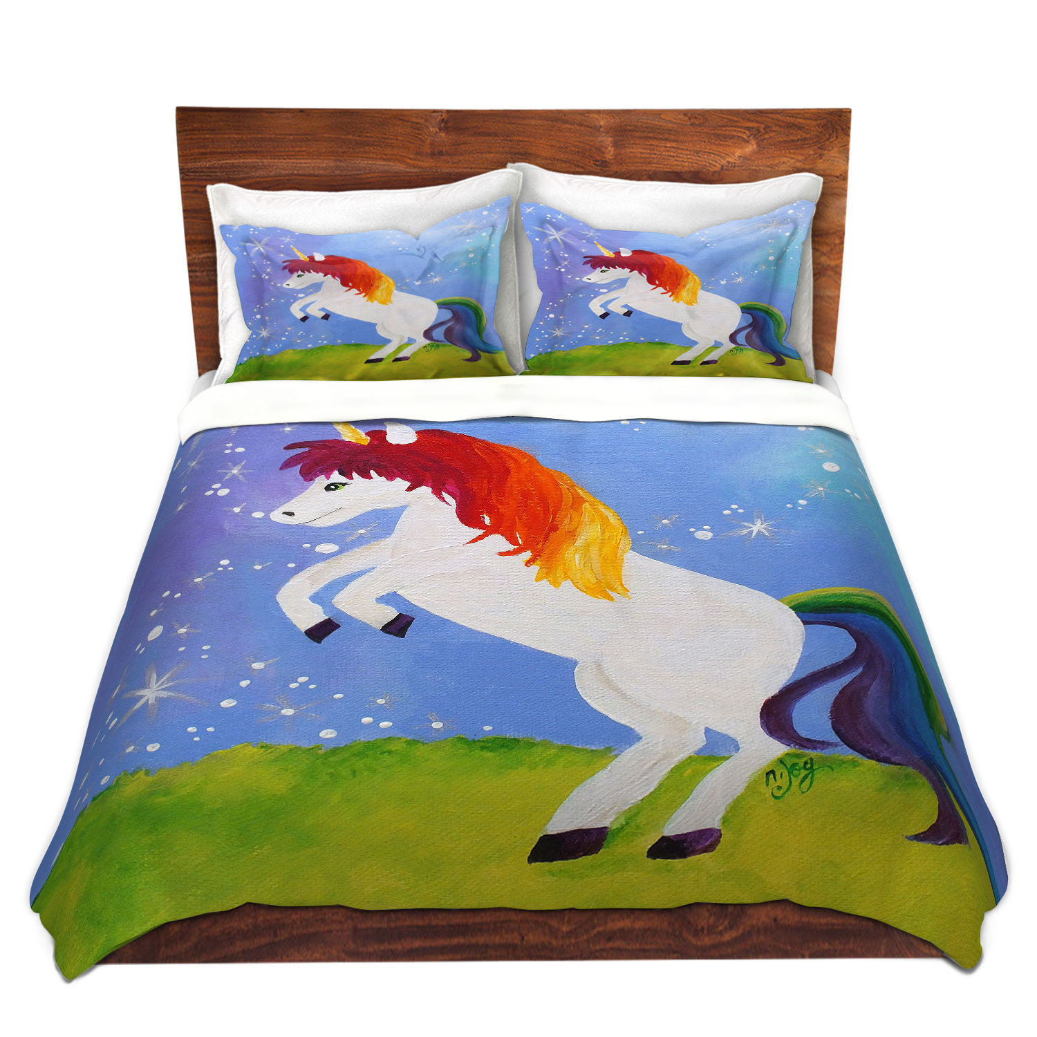 DiaNoche Designs nJoy Art Rainbow Unicorn II Microfiber Duvet Covers ...