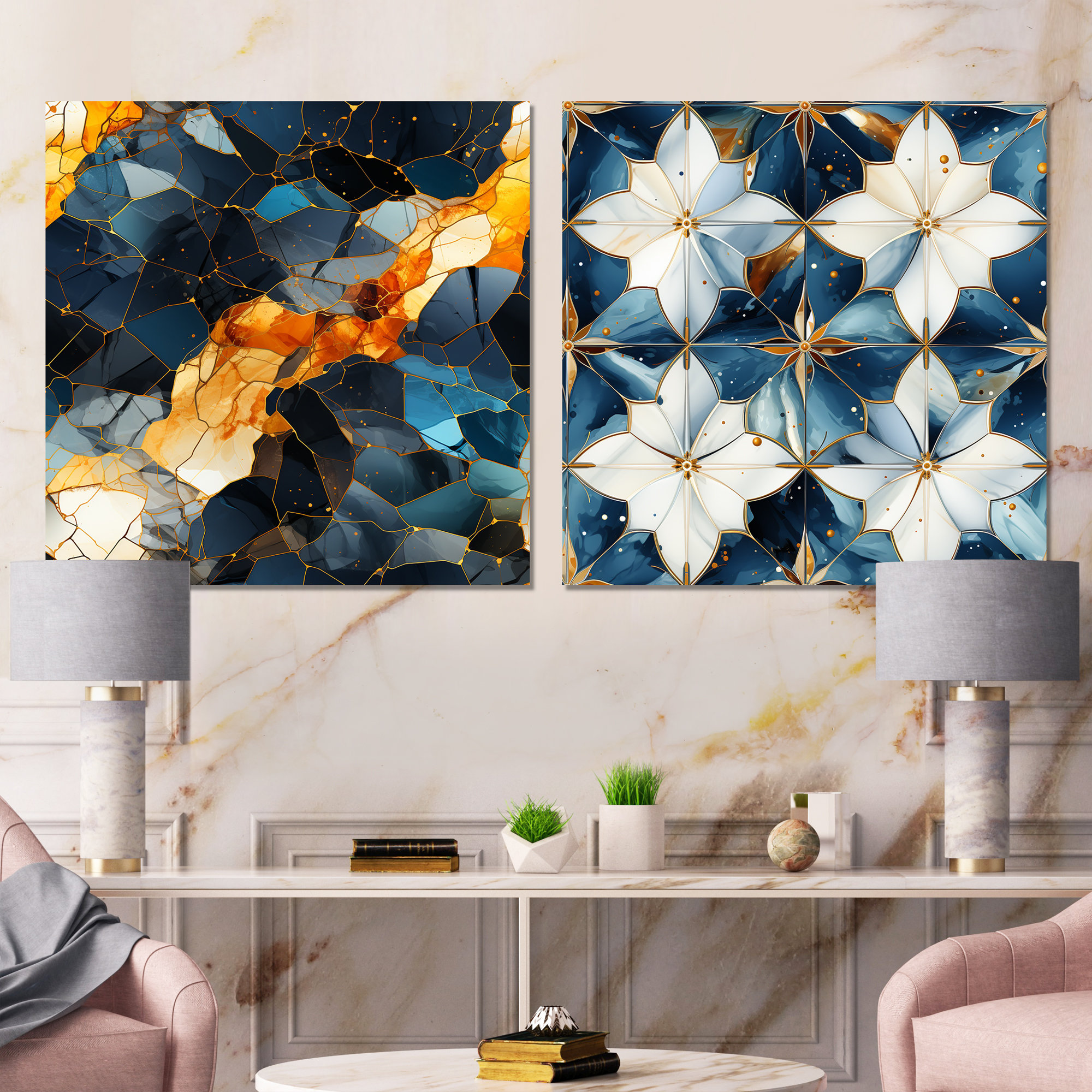 Design Art Retro Revival Marble Pattern - Abstract Marble Wall Art ...