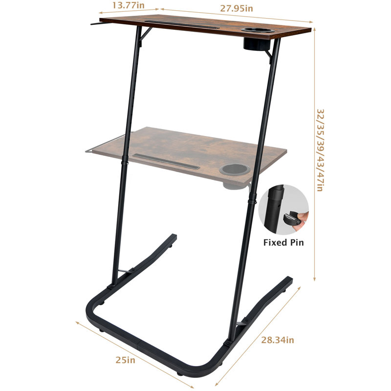 17 Stories Atlandida Adjustable Bike Trainer Desk, Treadmill Desk ...