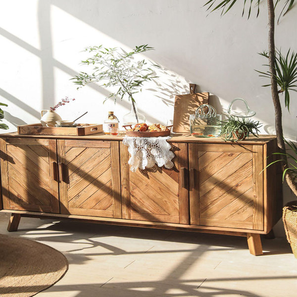 HomeCanvas American Country Retro Pine Large Capacity Side Ca 70.86 ...