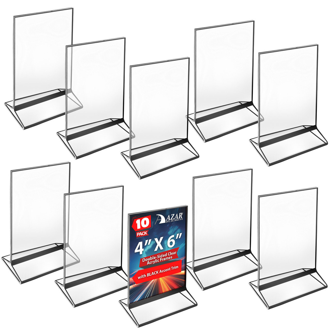 Azar Displays Double-Sided Clear Acrylic Frames with Accent Trim 4 ...