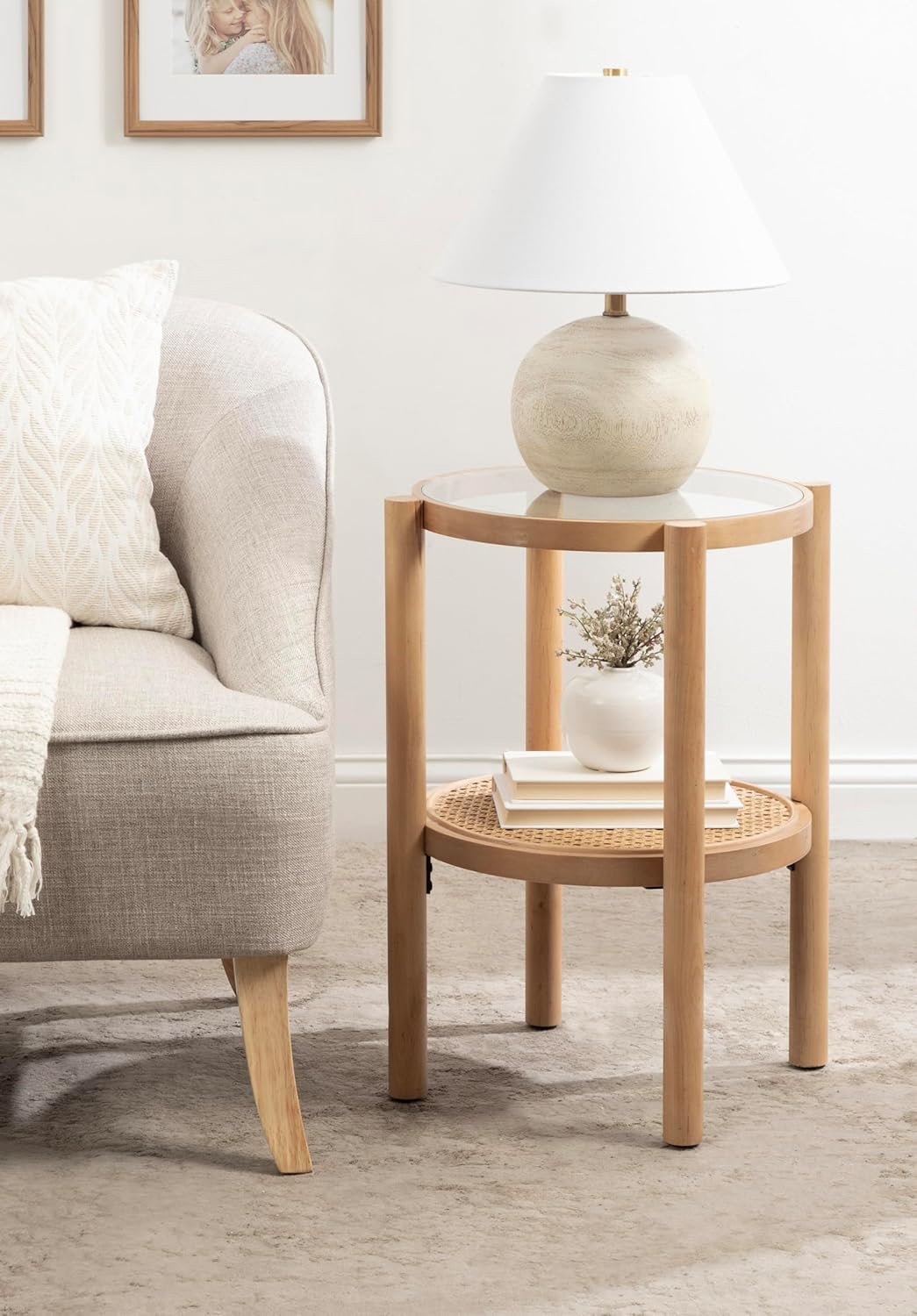 Bay Isle Home™ Round Rattan Side Table, 18 X 18 X 24, Natural Brown And ...