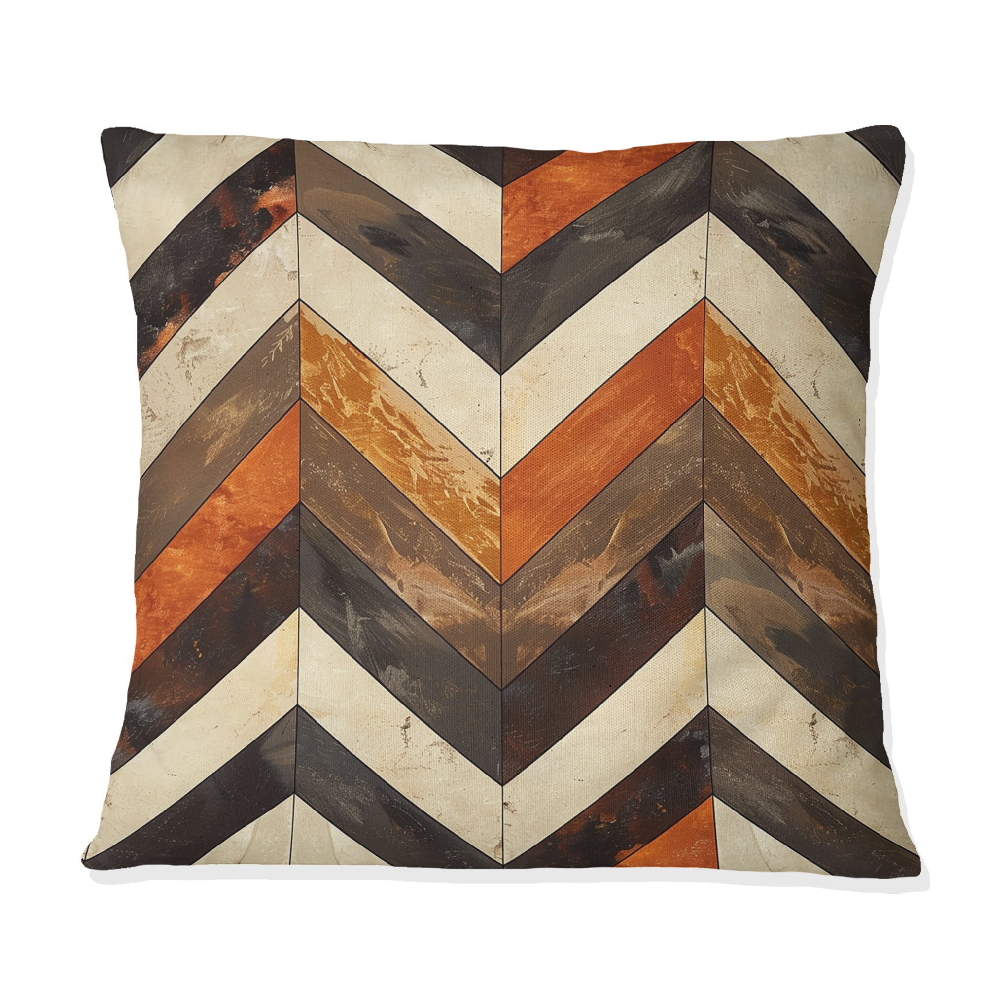 Design Art Brown Cream Chevron Glam II - Transitional Throw Pillow ...