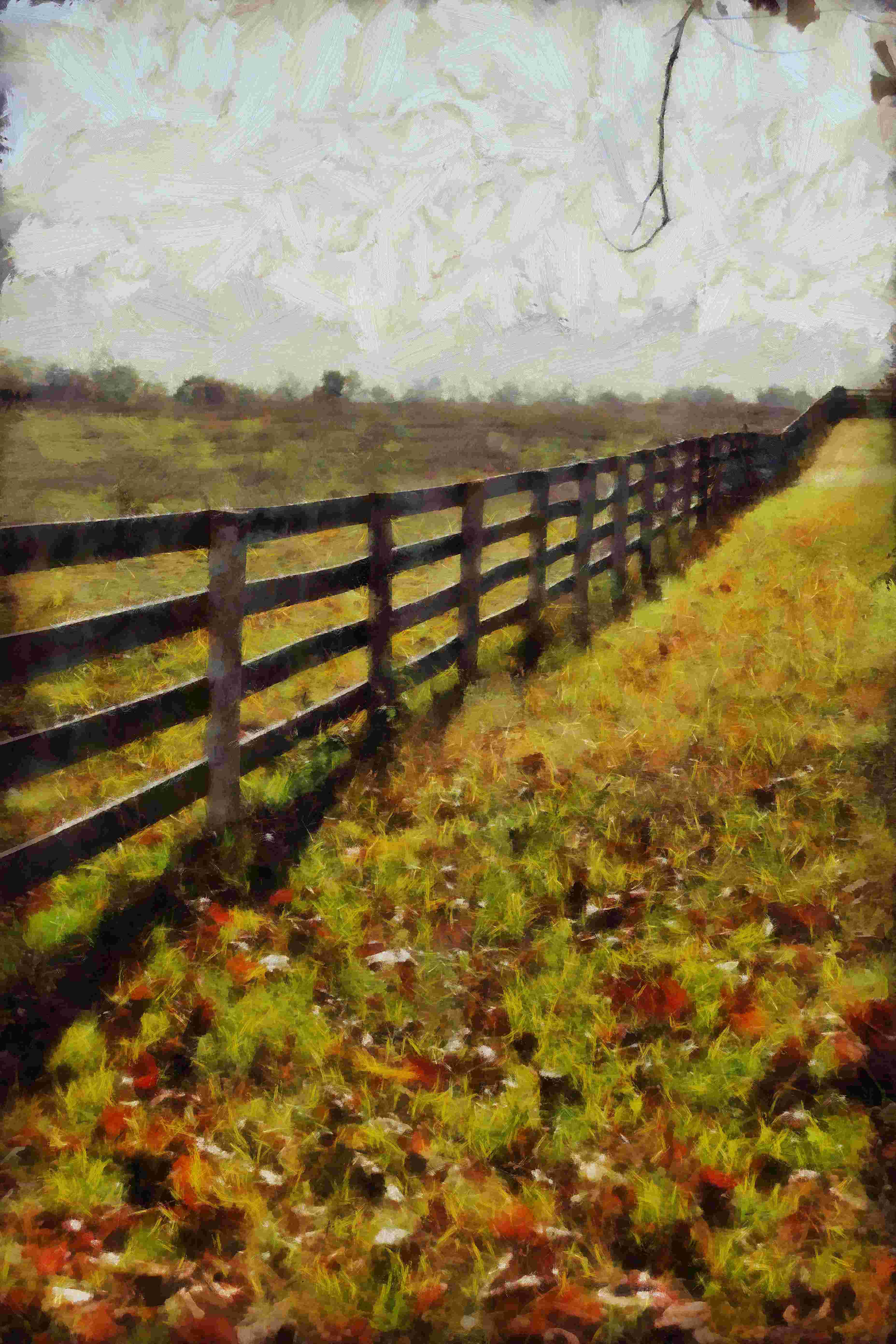 Winston Porter Painted Field And Brown Fence | Wayfair