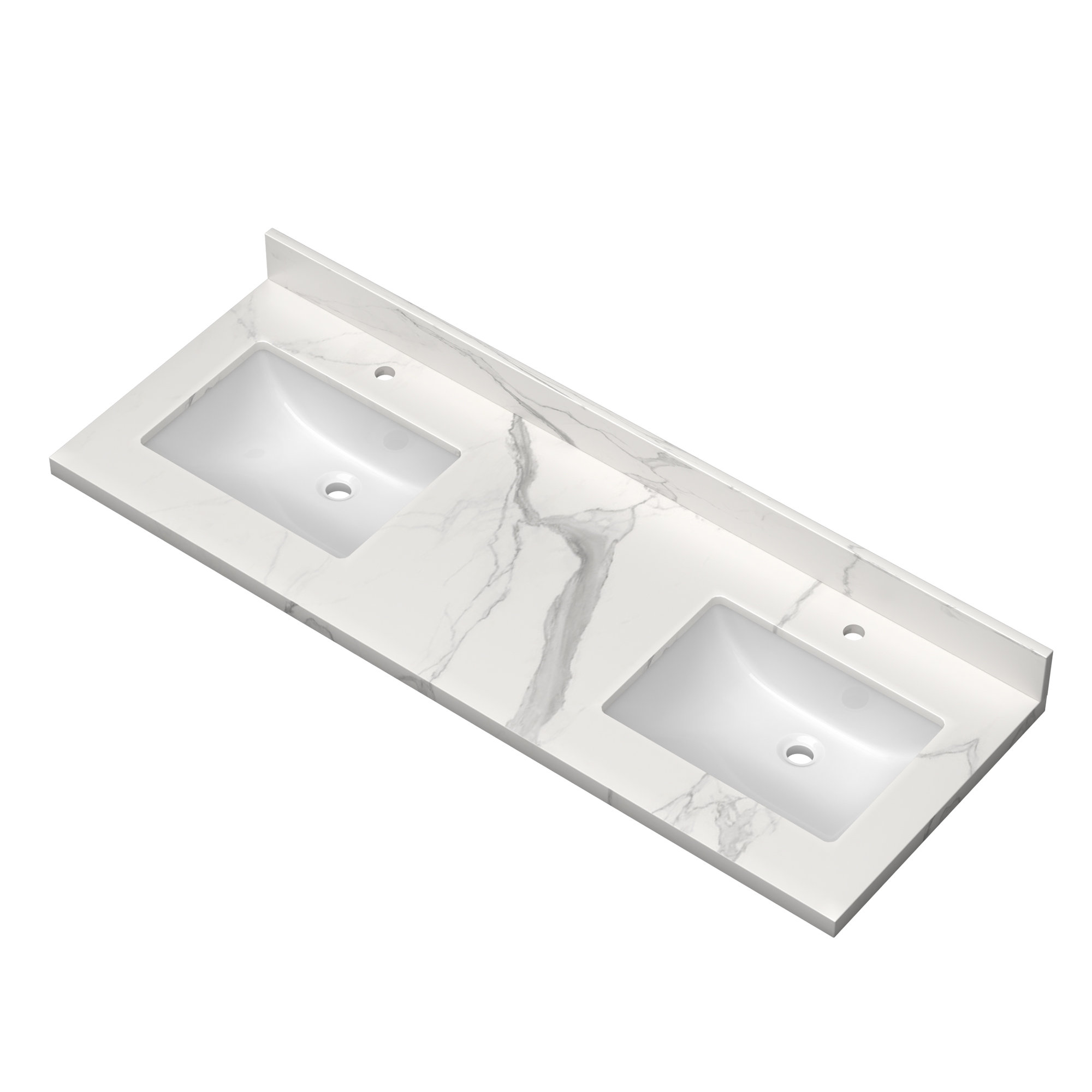 ZEAFIVE 61'' Double Vanity Top with Sink and 2 Faucet Holes | Wayfair