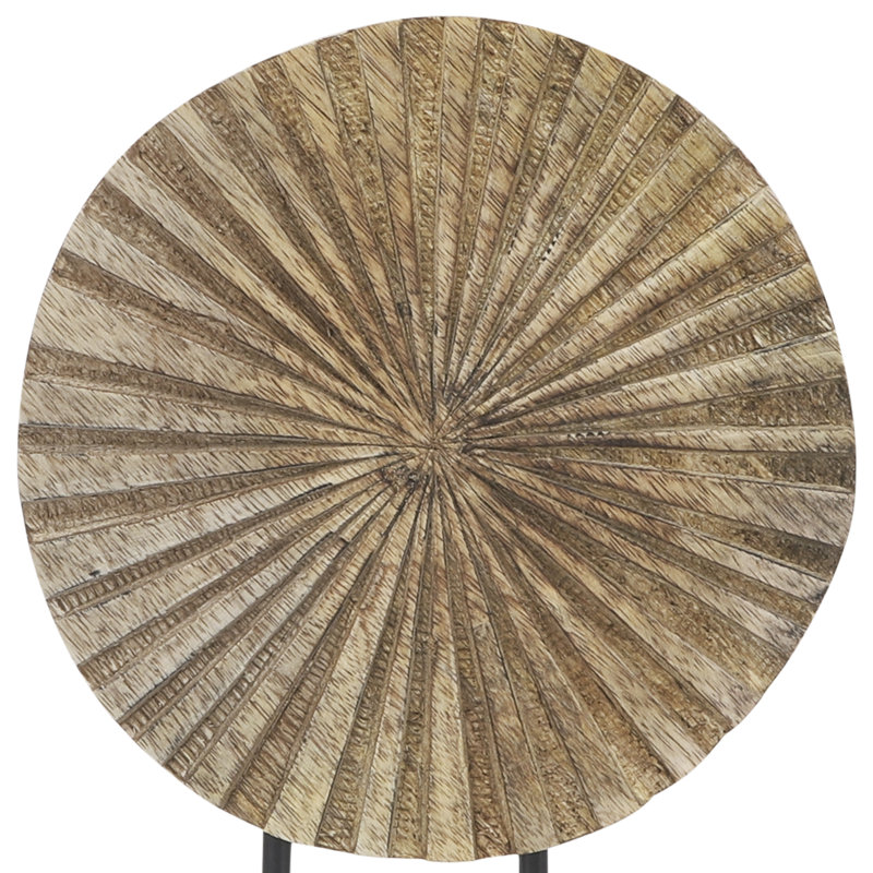 Greyleigh™ 12" Wooden Pinwheel Sculpture - A Natural Brown Circular ...