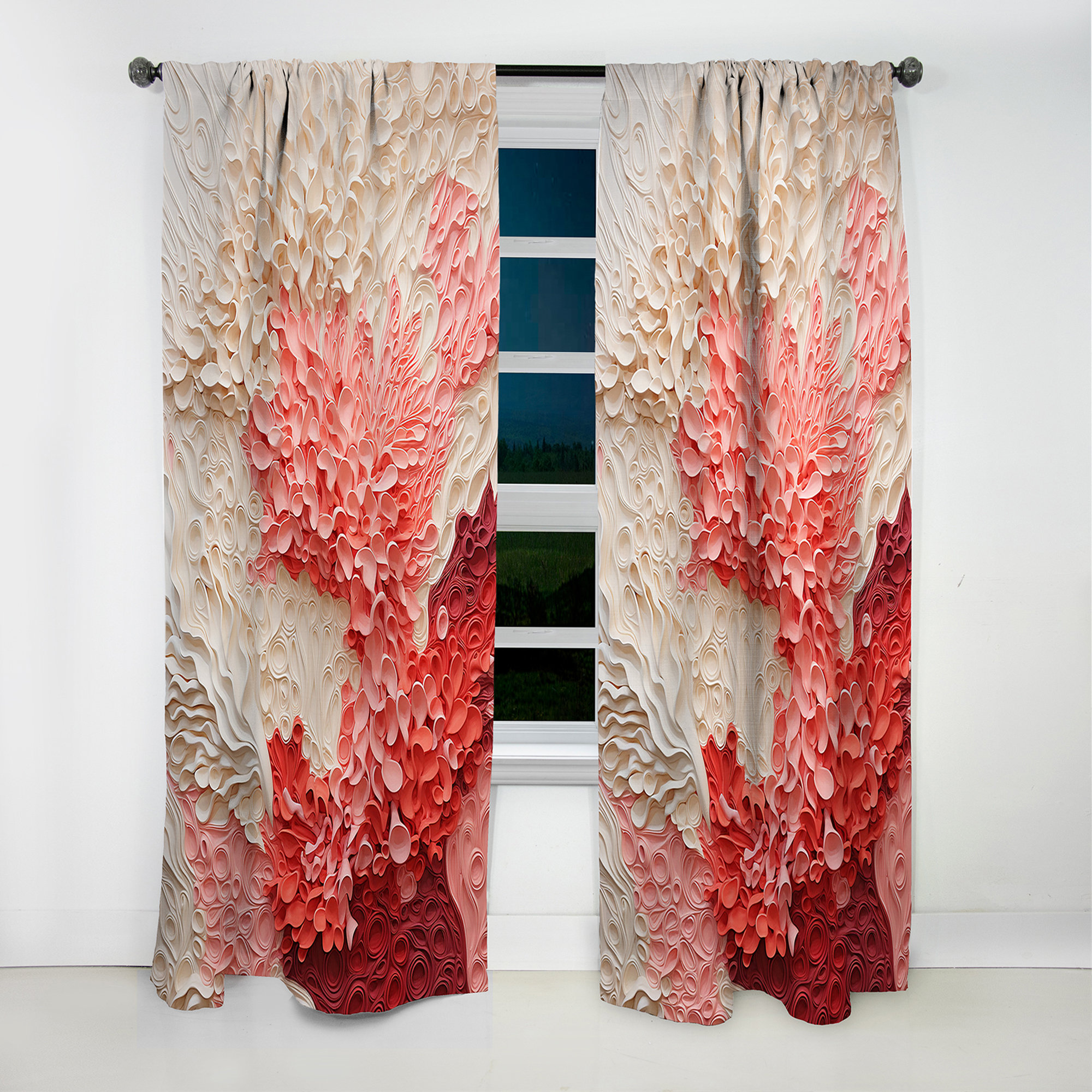 Dakota Fields Beige And Pink Coral Collage - Coral Curtain - Blackout ...