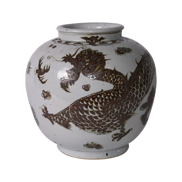 Legend of Asia Brown/White 15" Indoor / Outdoor Porcelain Table Vase ...
