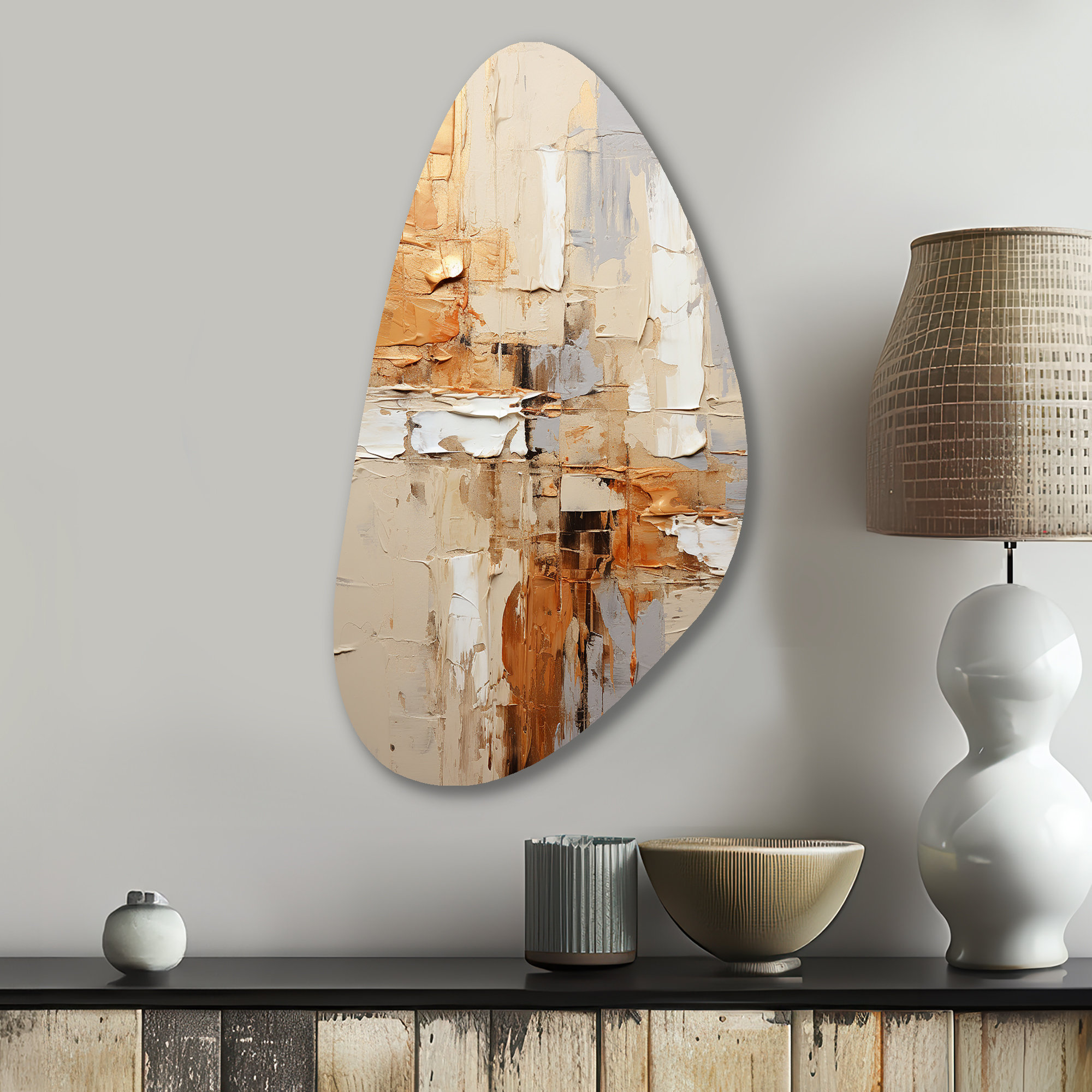 Design Art Beige Grey Geometric Collage II - Unique Shape Abstract ...