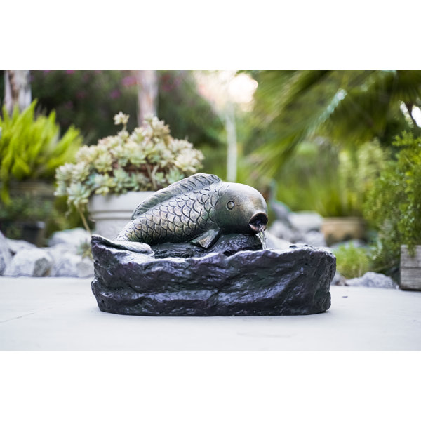 Highland Dunes Shanice 12" Outdoor Freestanding Fish Spitter Water ...