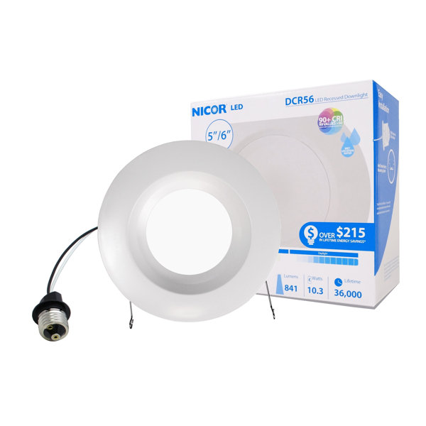 NICOR Lighting DCR56 Series 5/6 In. 800 Lumen LED Recessed Downlight ...