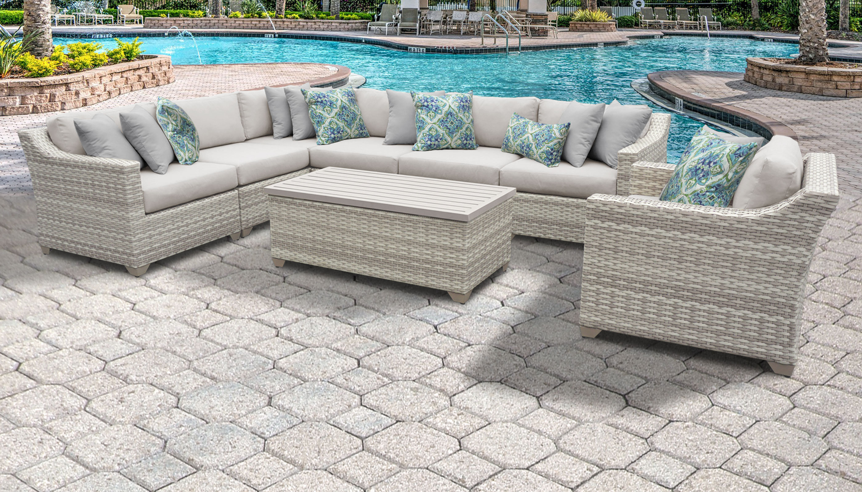 Beachcrest Home Gerrald 8 Piece Sectional Seating Group with Cushions ...