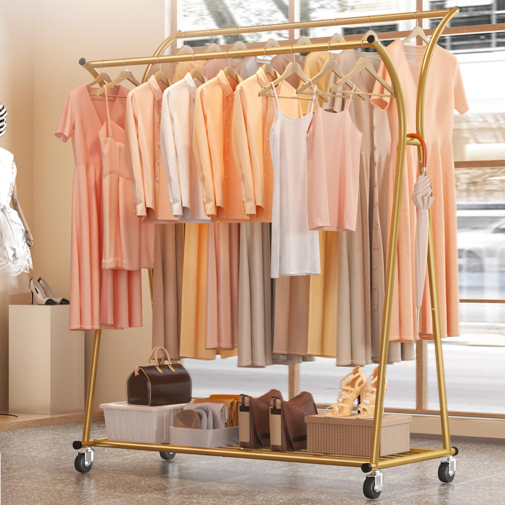 Rebrilliant Double Rod Clothing Rack - Wayfair Canada