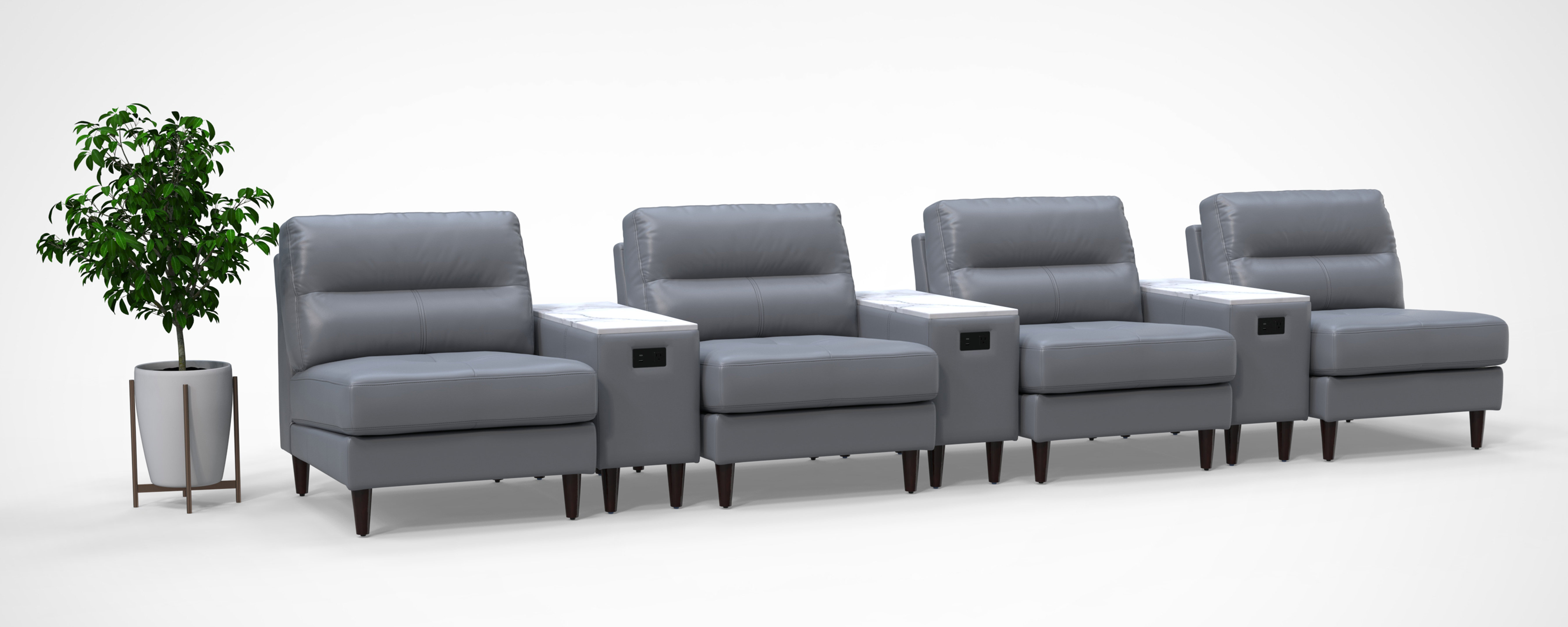 Reunion 4 Person Waiting Room Reception Chairs with Charging Tables Set ...