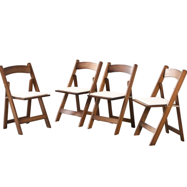 George Oliver 4pcs Folding Chair - Solid Wood, Walnut Finish, Cushion ...