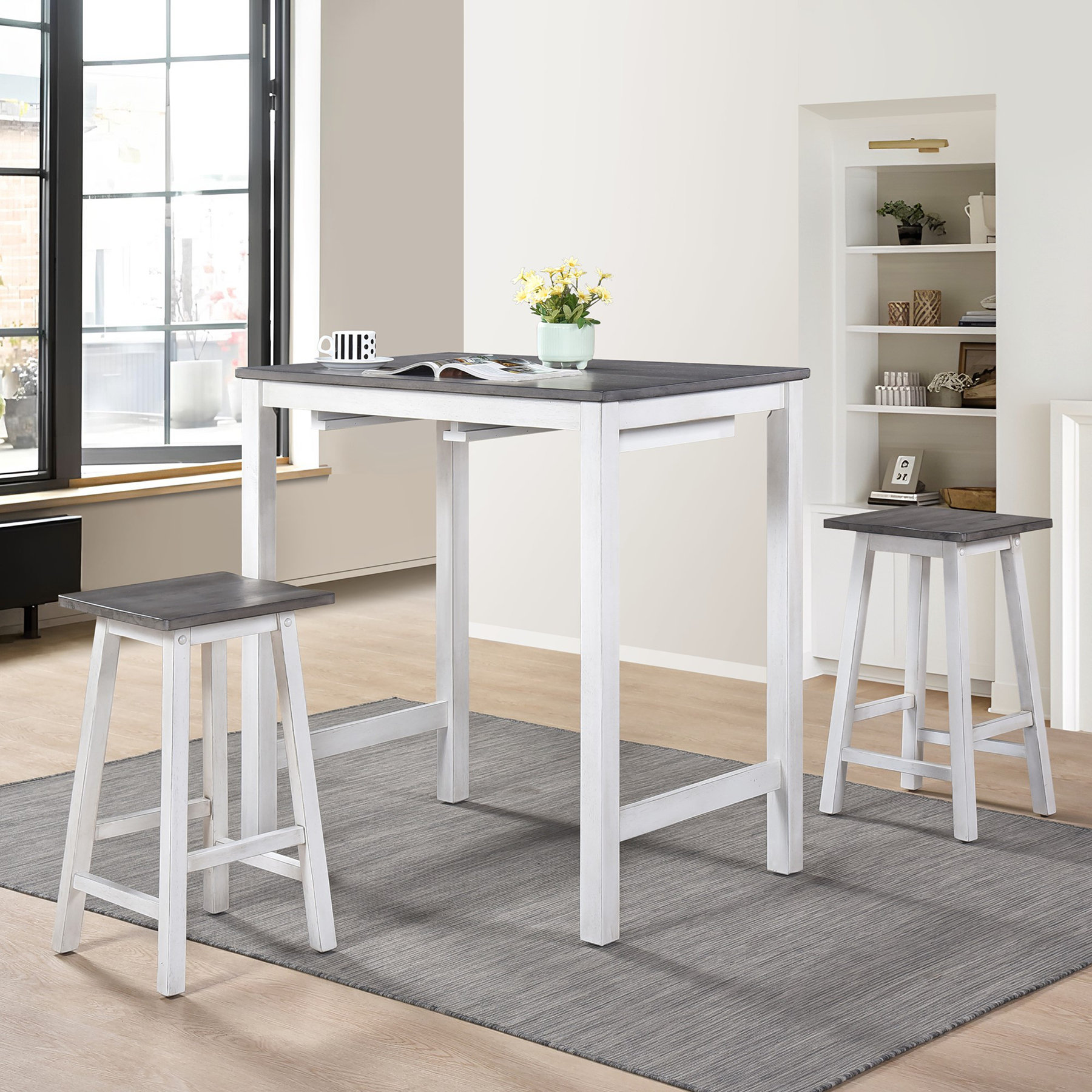 House of Hampton® 3 Pieces Counter Set Hanging Stool Easy To Clean For ...