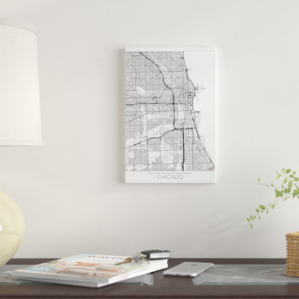East Urban Home 'Chicago Minimal Urban Blueprint Map' Graphic Art Print ...