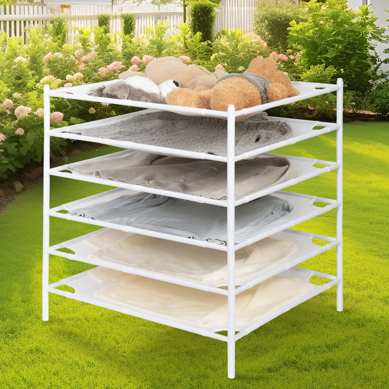 OLHAV Mesh Clothes Drying Rack, Stackable Laundry Drying Rack,6-Pack ...