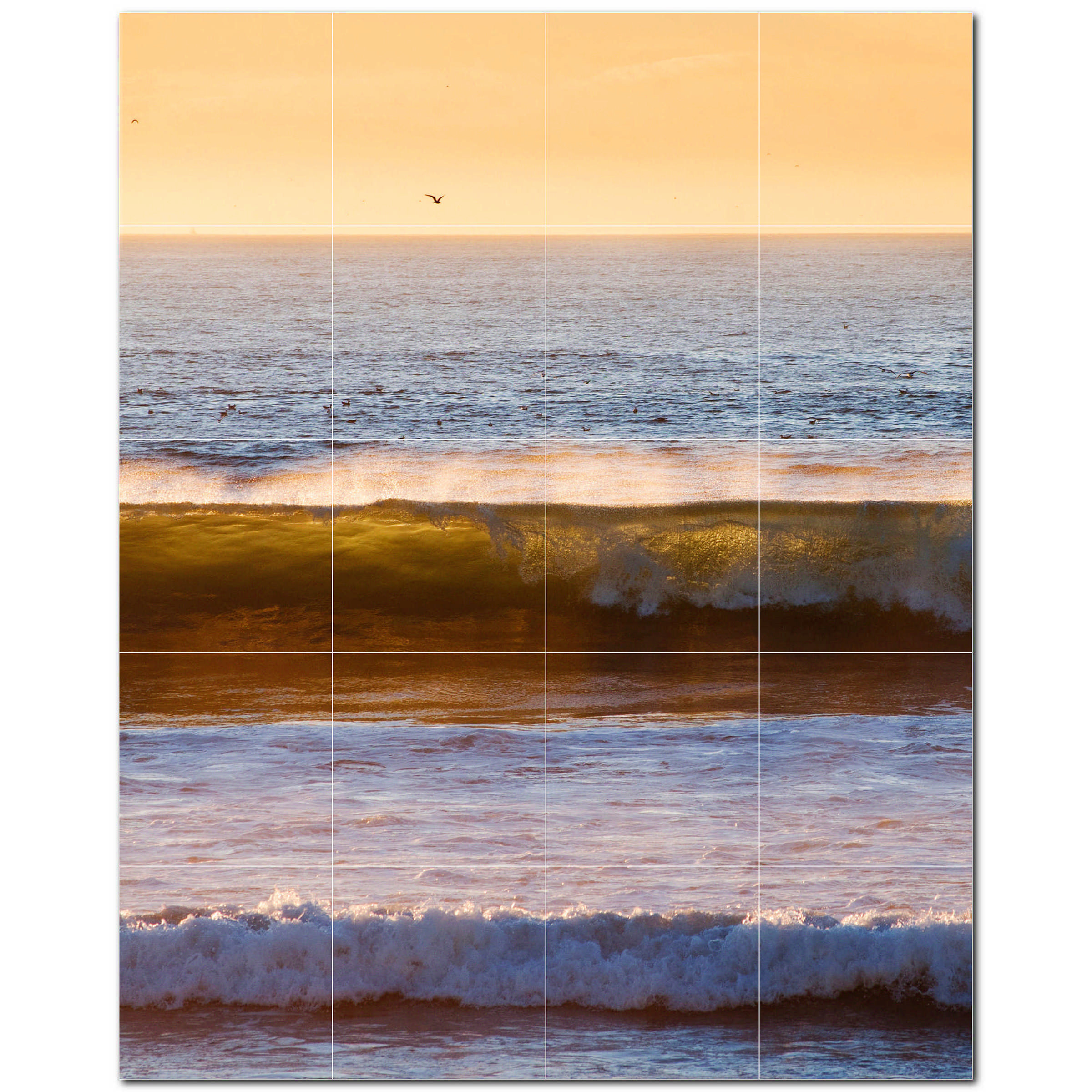Picture-Tiles.com 24" x 30" Ceramic Waves Photo Decorative Mural Tile ...