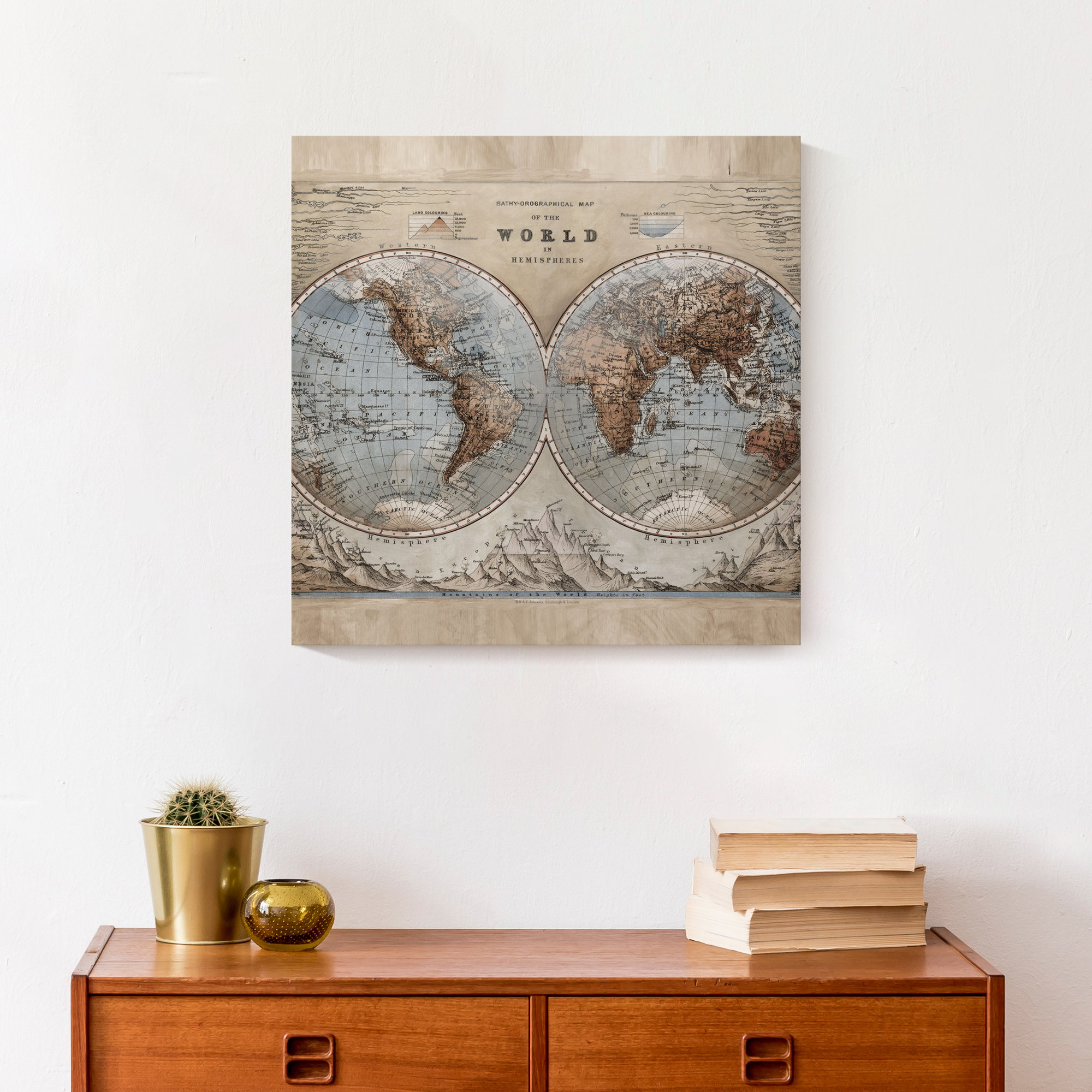 Williston Forge World Map Hemispheres On Canvas Print | Wayfair