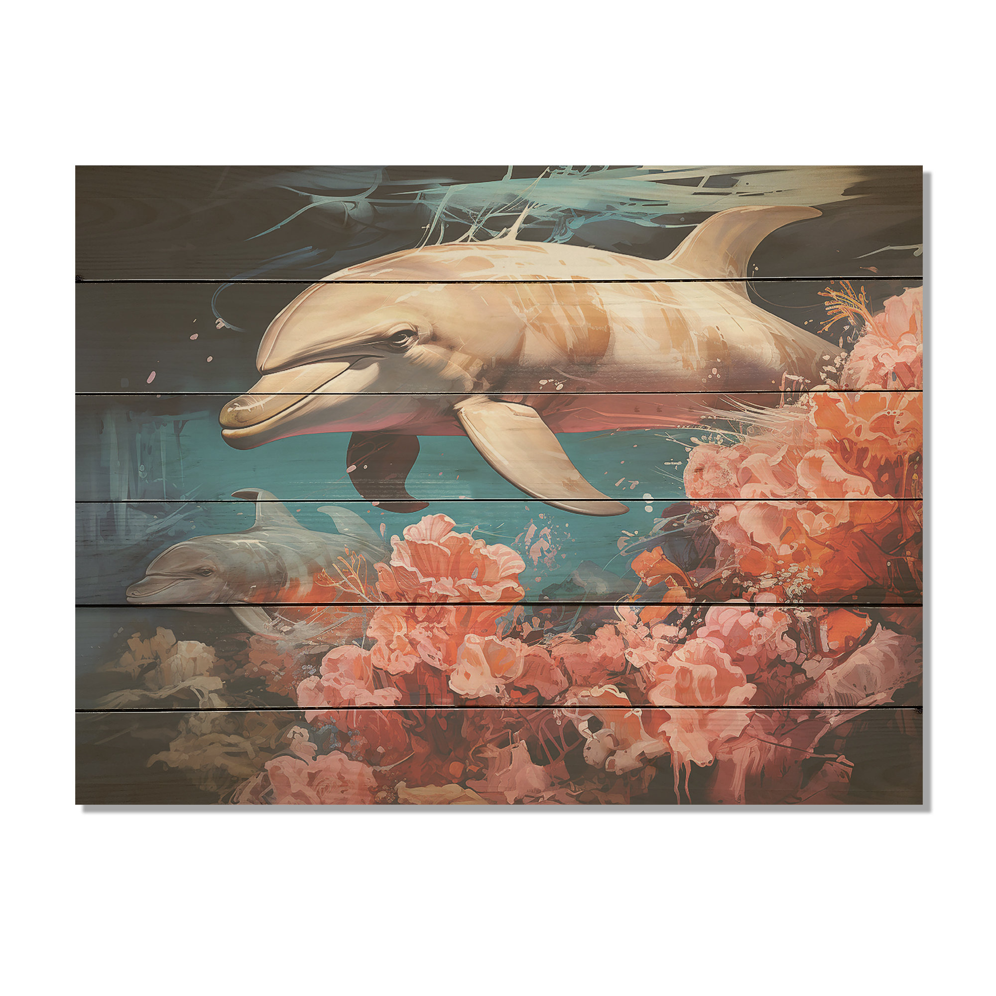 Beachcrest Home™ Dolphin Eternal Dance - Dolphin Wood Wall Art On ...