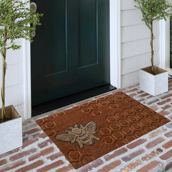 Brambly Cottage Embossed Stenciled Coir Door Mat 45 X 75Cm Bee Pattern ...