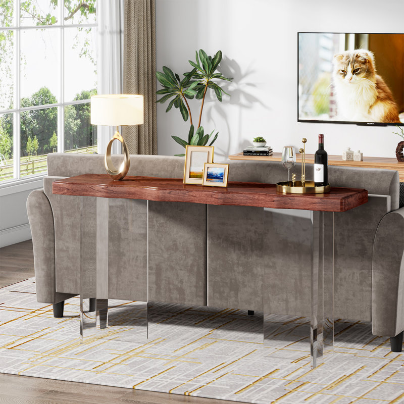 Orren Ellis Rila 47.24" Suspended Elegance Acrylic-Legged Console Sofa ...