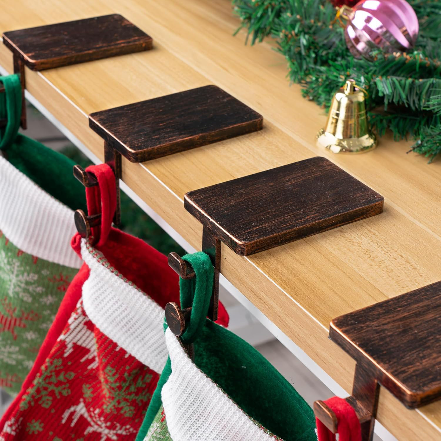 Wortola Christmas Stocking Holders,Heavy Duty Mantel Stocking Hangers ...