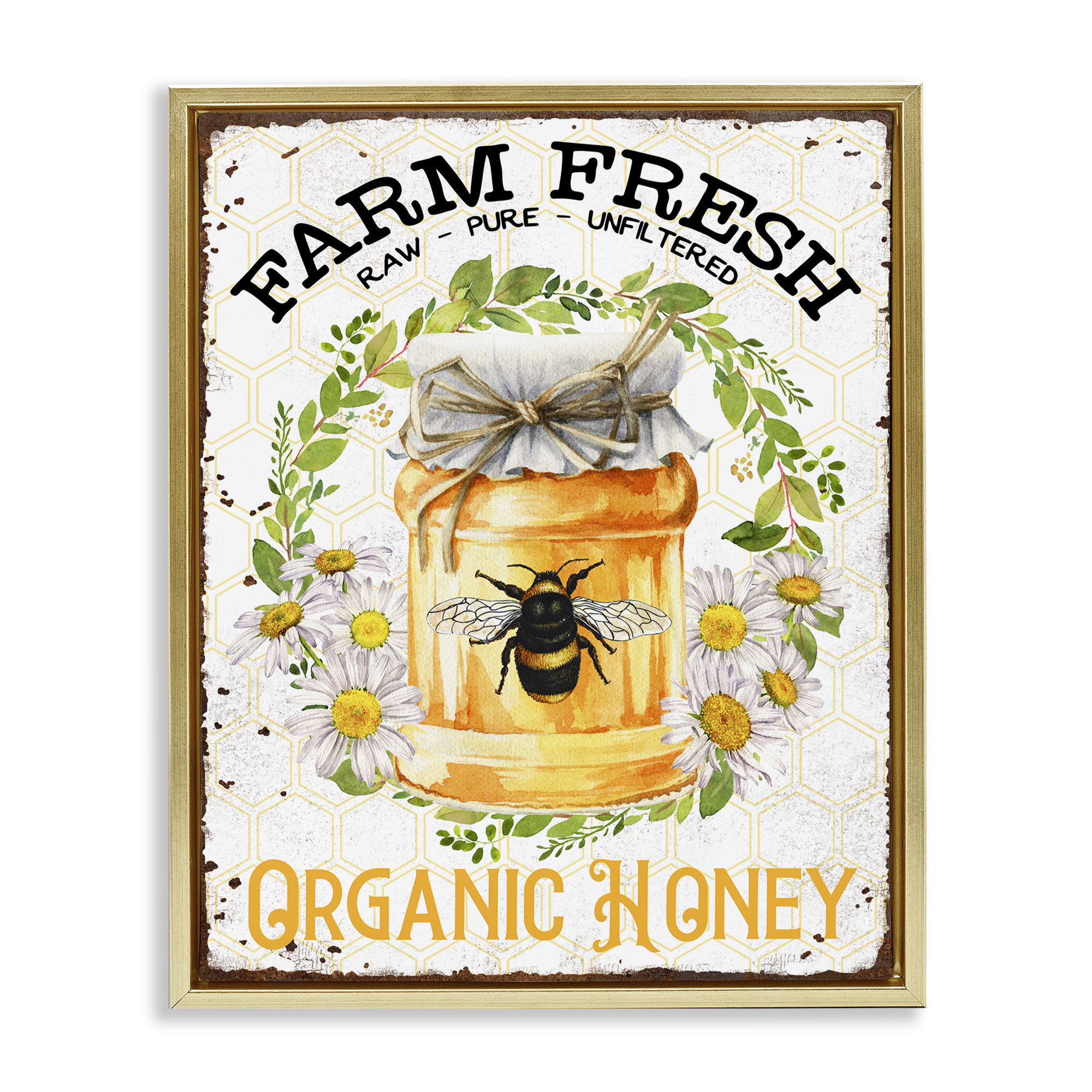 Ophelia & Co. Farm Fresh Organic Honey Framed Floater Canvas Wall Art ...