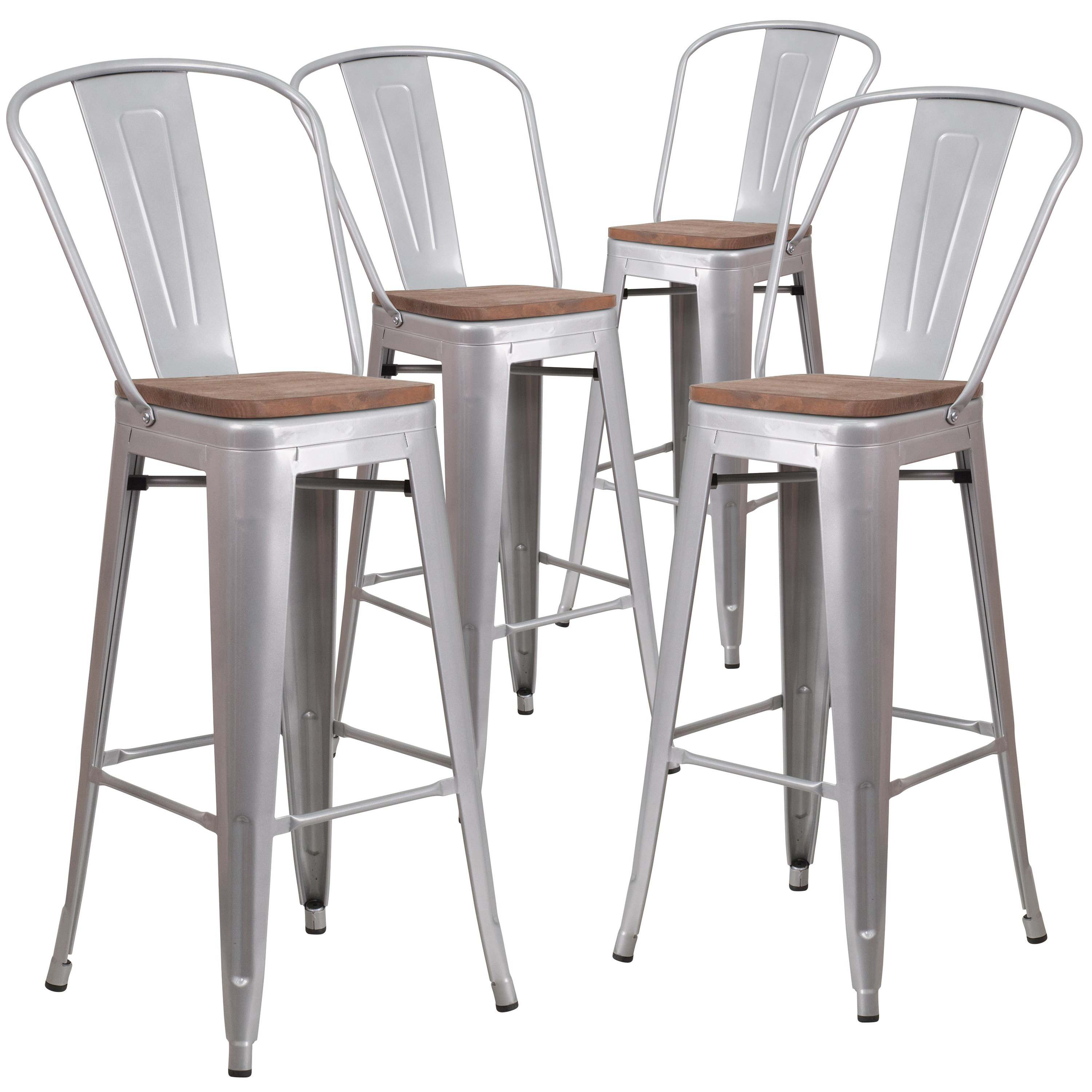 Flash Furniture Margherite Modern Bistro Metal Dining Stool with Curved ...