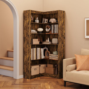 Ebern Designs Corner Bookshelf 71.8'' Farmhouse Corner Bookcase | Wayfair