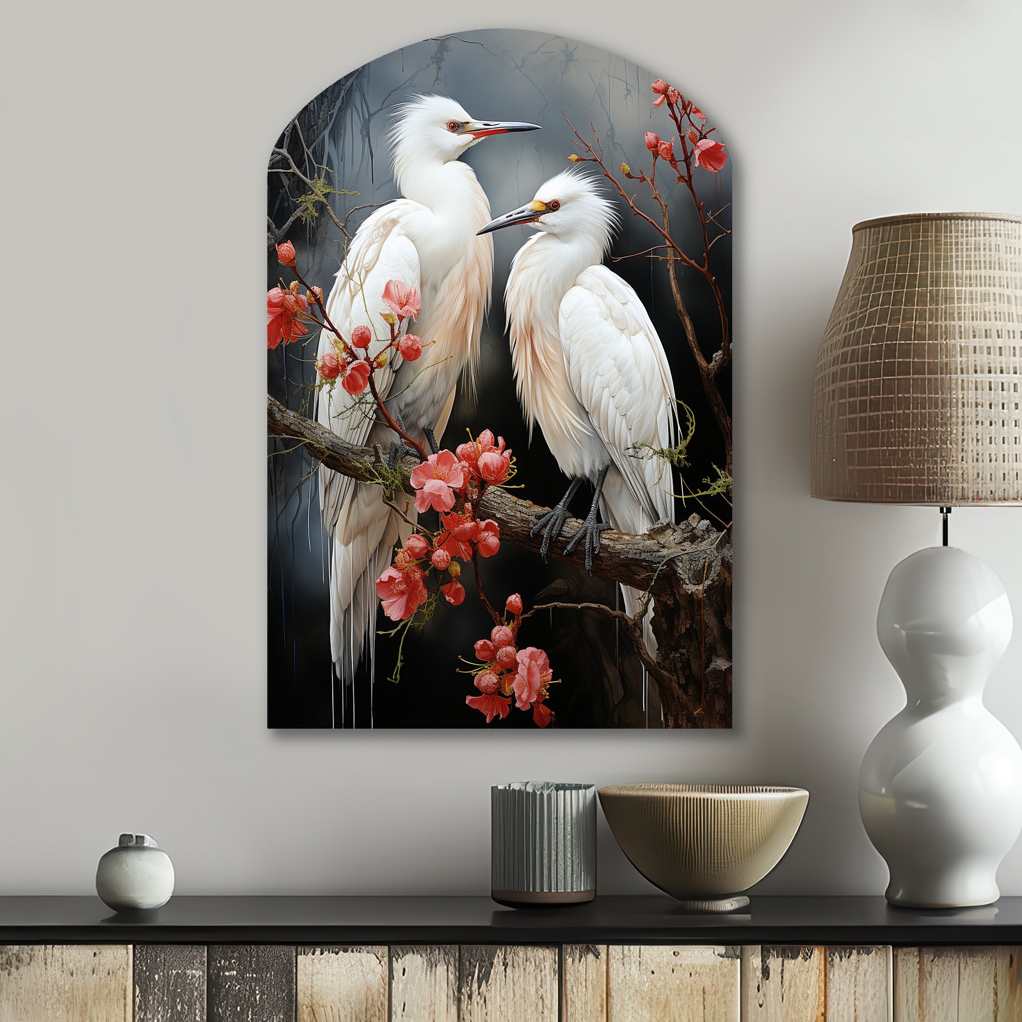 Lark Manor™ Japan Art Harmony Of Crane I - Japan Art Arch Shape Metal ...