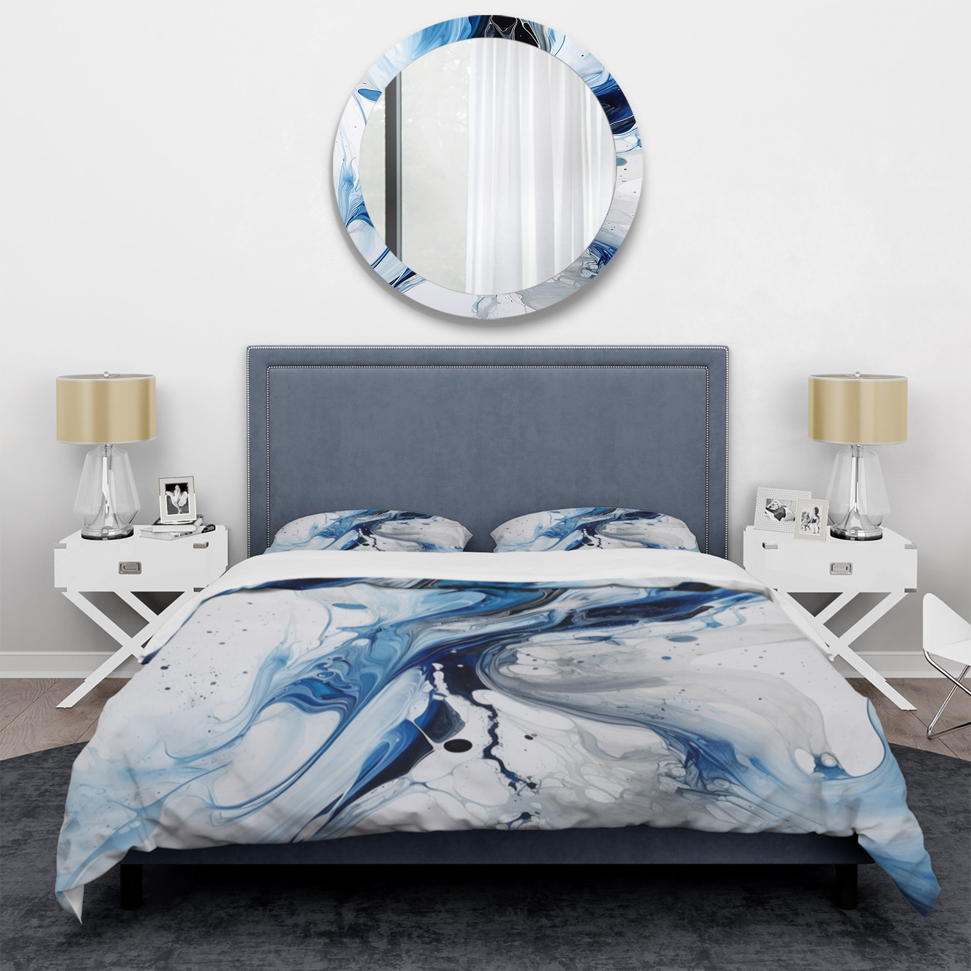Design Art Blue and Grey Ethereal Elixir I BeddingMicrofiber ...