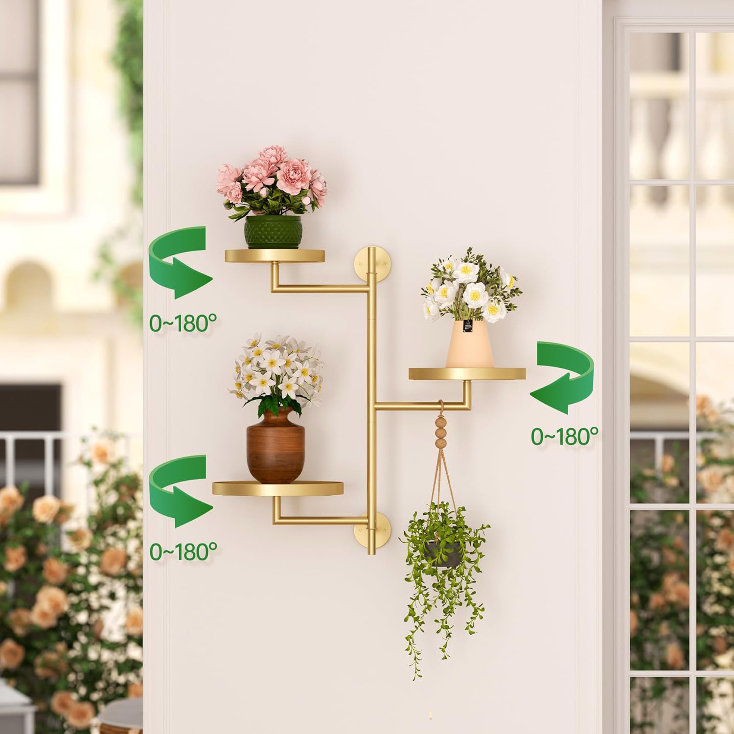 Mercer41 3-tier Window Rotating Plant Stand Gold | Wayfair