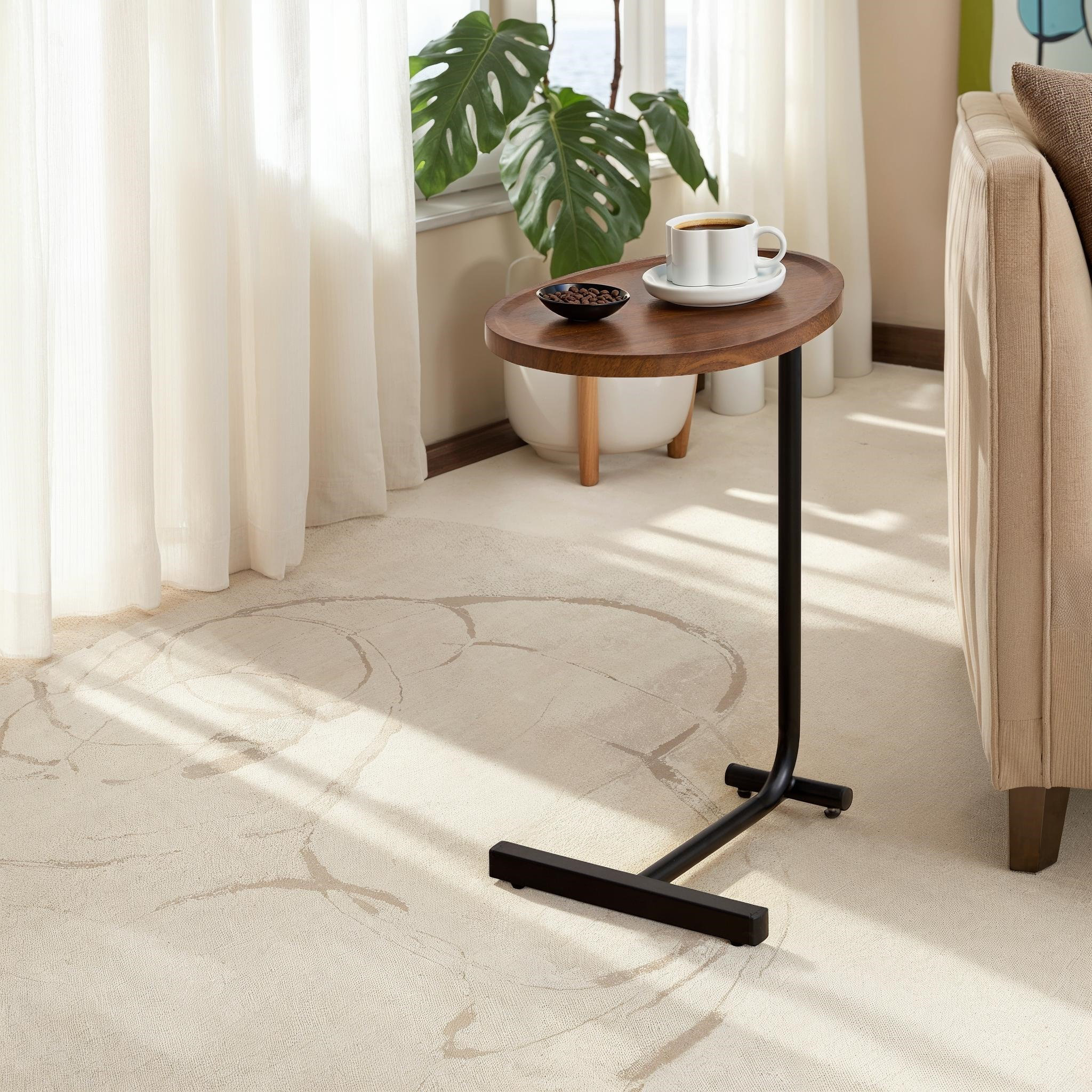 Ebern Designs C-shaped Side Table, Living Room Small Sofa Table(1Pcs ...