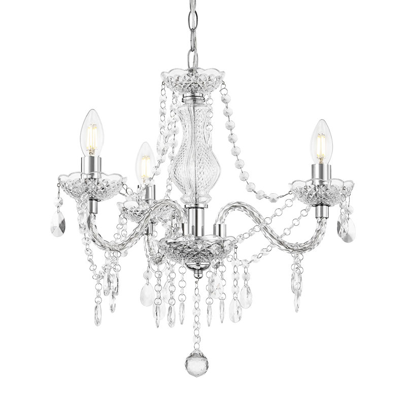 House of Hampton® Mini Crystal Chandelier, 3-light Candle Small Acrylic ...