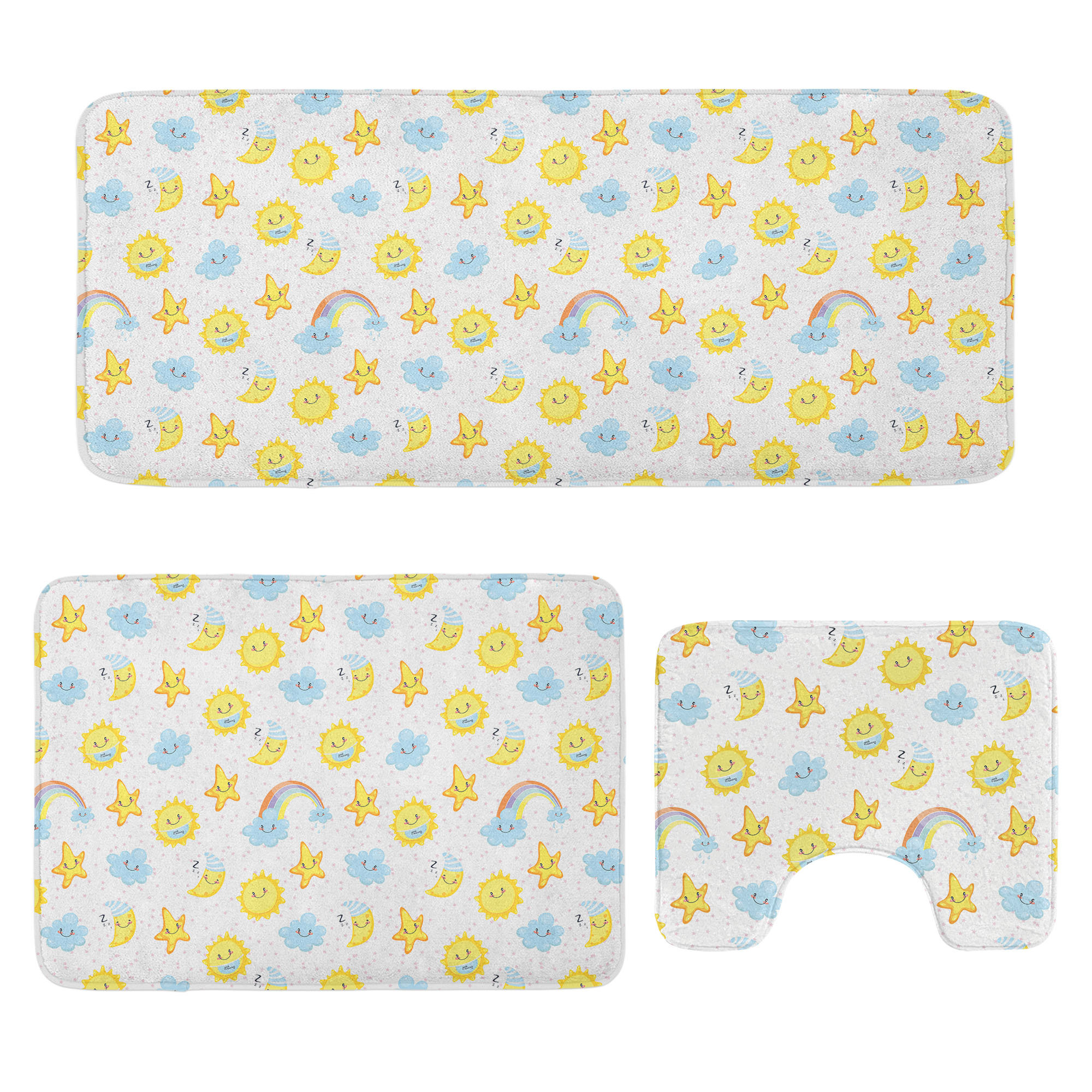 East Urban Home Moon Bathroom Rug Set 3 Pieces U-Shape & Rectangle Mats ...