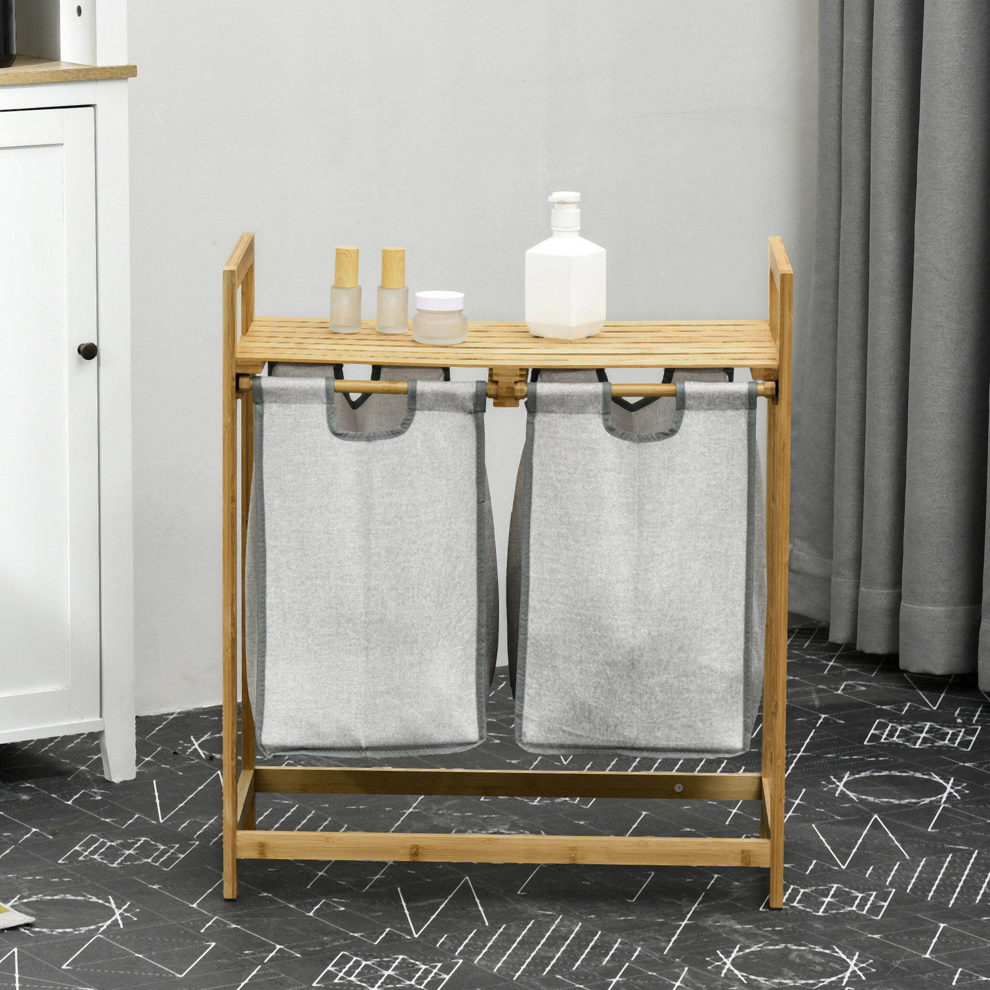Latitude Run® 2 Section Laundry Hamper With , 10.7 Gallon Bags ...