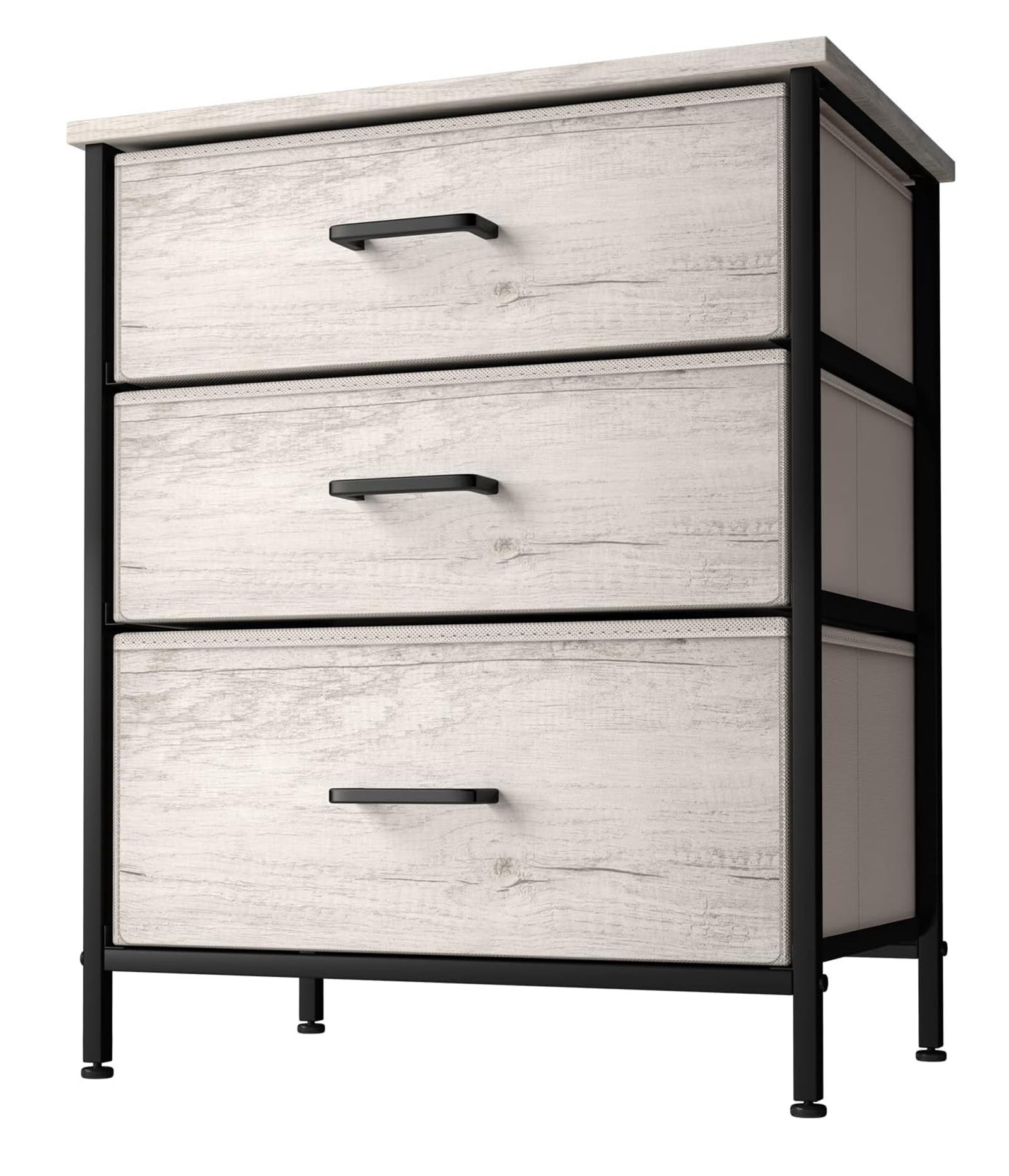 Latitude Run® Steel Frame Nightstand Dresser With 3 Faux Wood Drawers ...