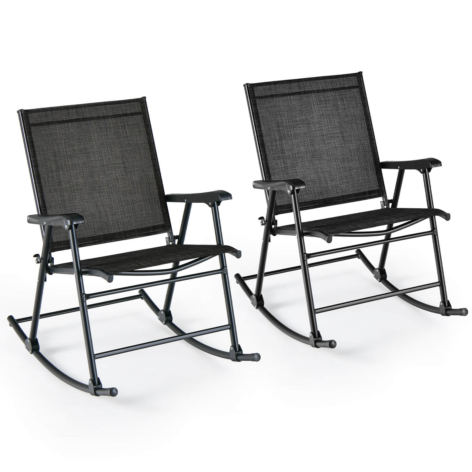 Lark Manor™ 2 Pcs Patio Folding Rocking Chair Heavy-duty Metal Frame ...