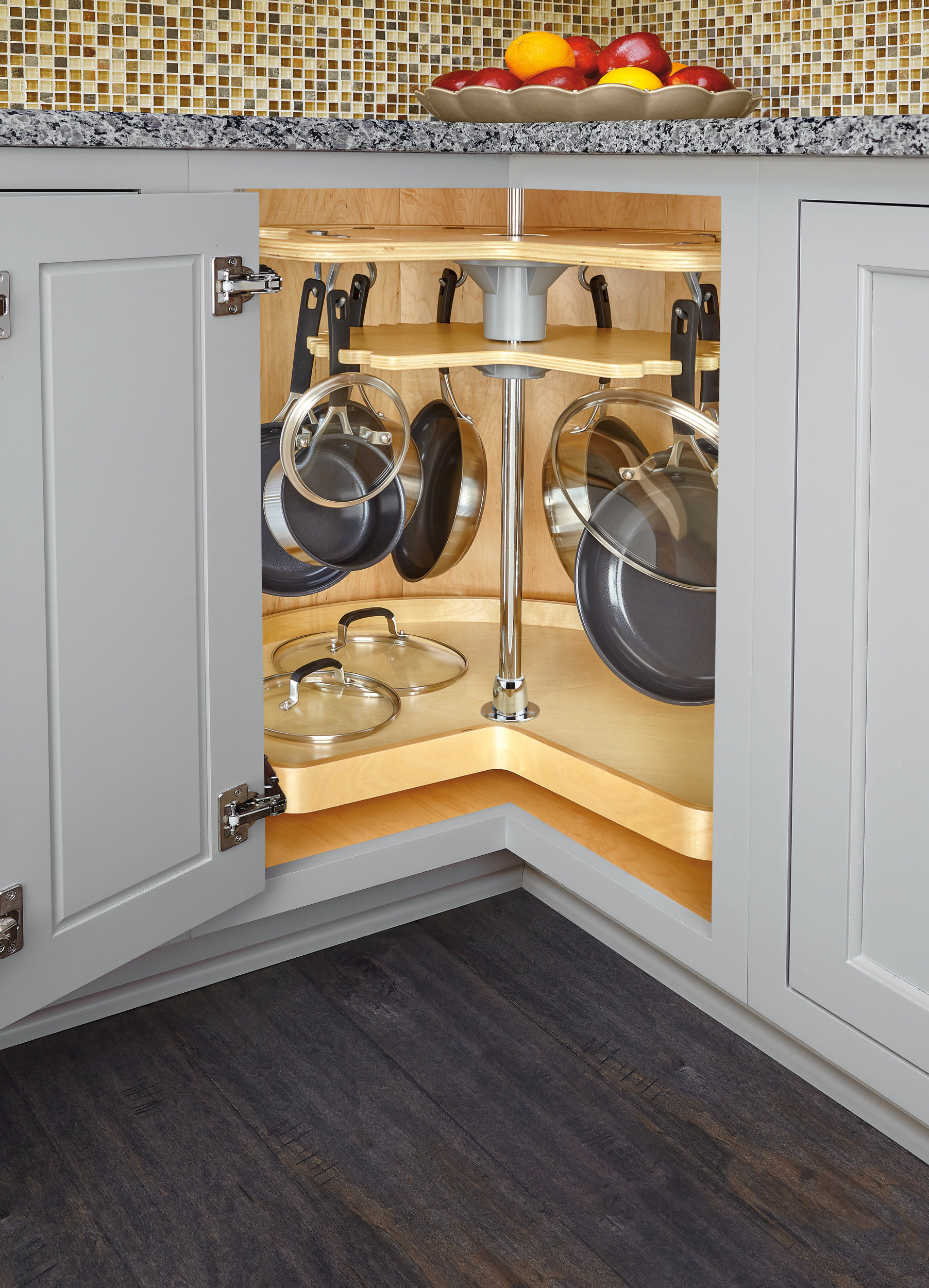 Rev-A-Shelf Kitchen Rev-A-Shelf Wooden Kitchen Not-So-Lazy Susan 7 Hook ...