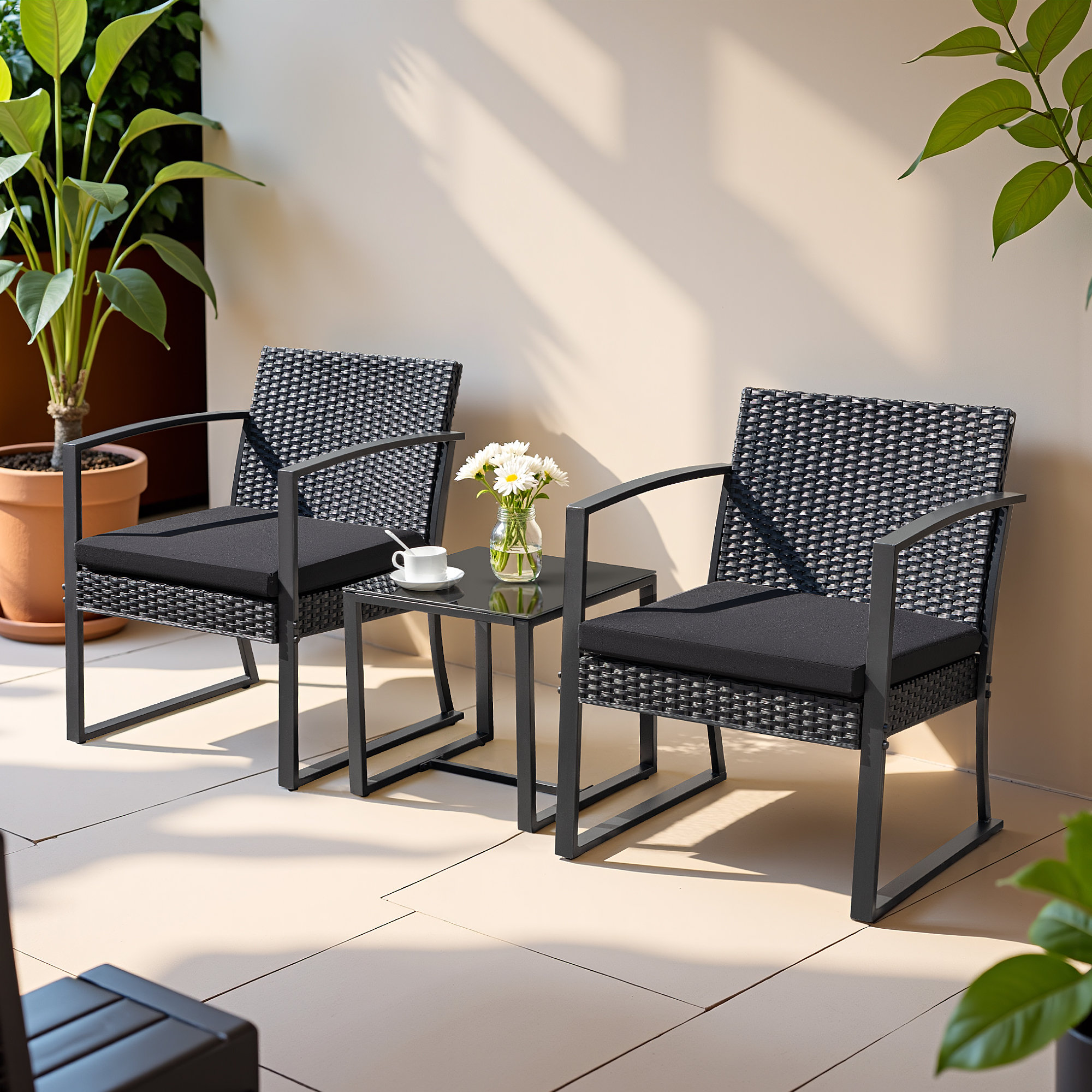 Winston Porter 2-person Outdoor Bistro Seating Group With Table ...