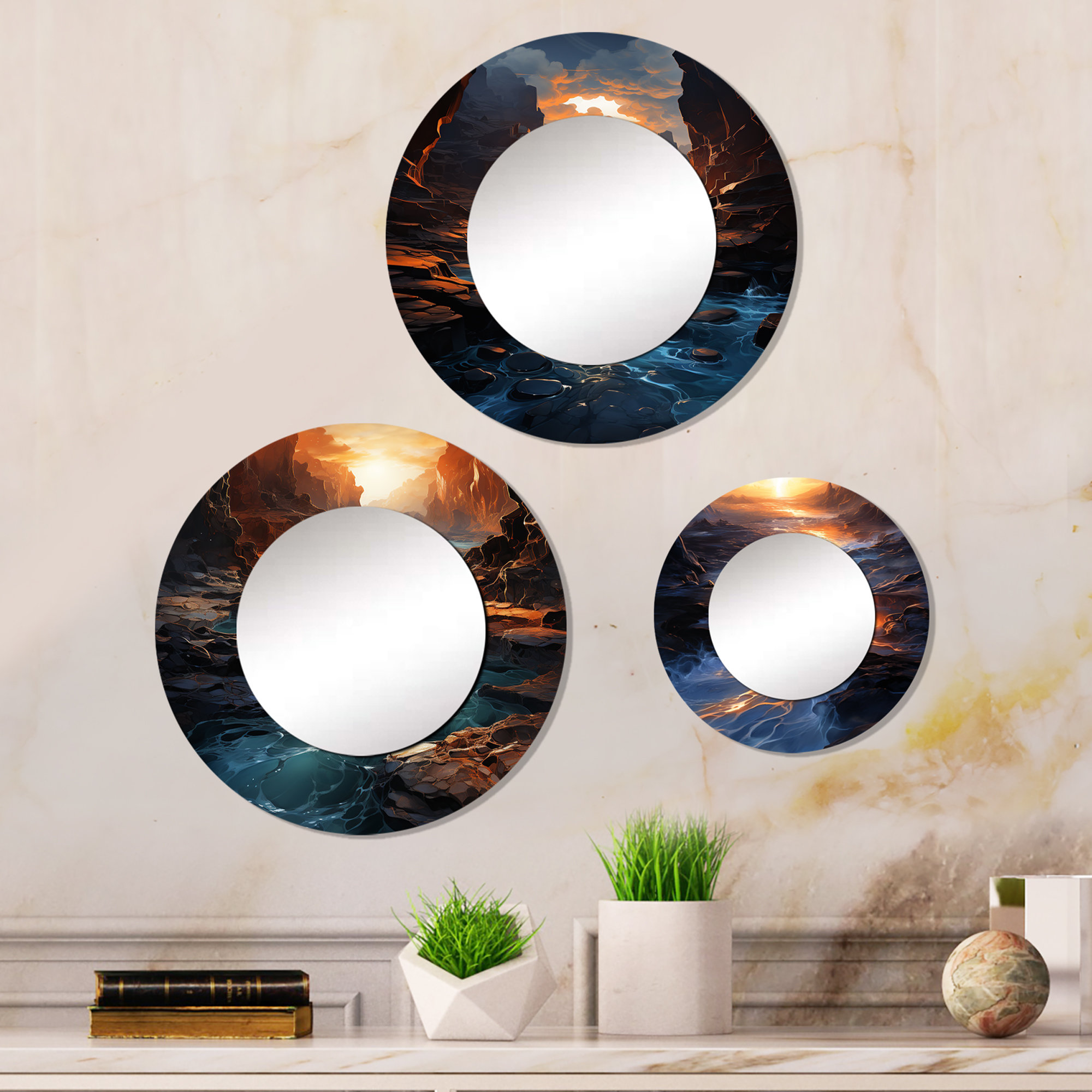 Ivy Bronx Cahuilla - Round Mirror Set On Glossy Meadow Metal Decor ...