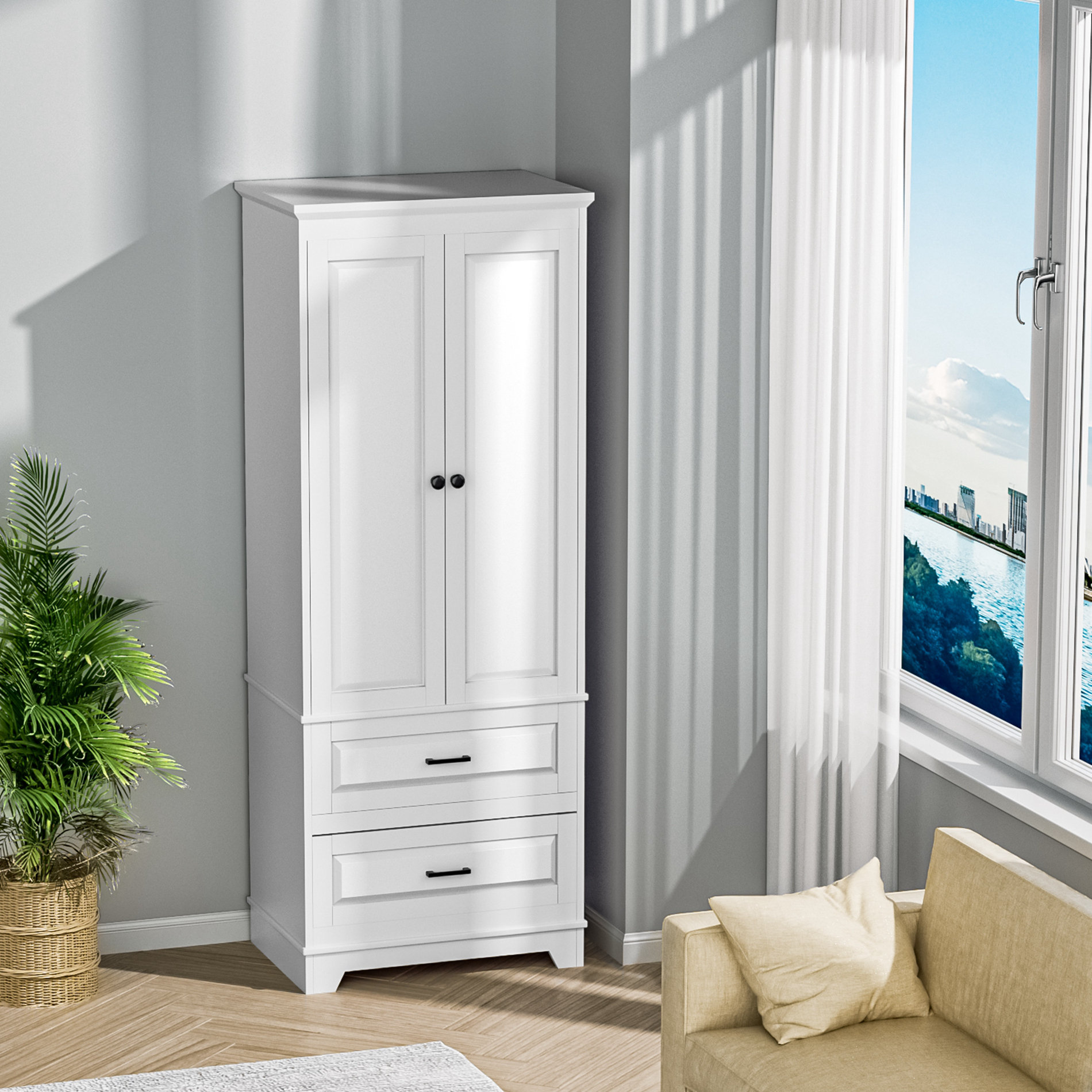 Red Barrel Studio® Tall Freestanding Bathroom Cabinet, Multifunctional ...