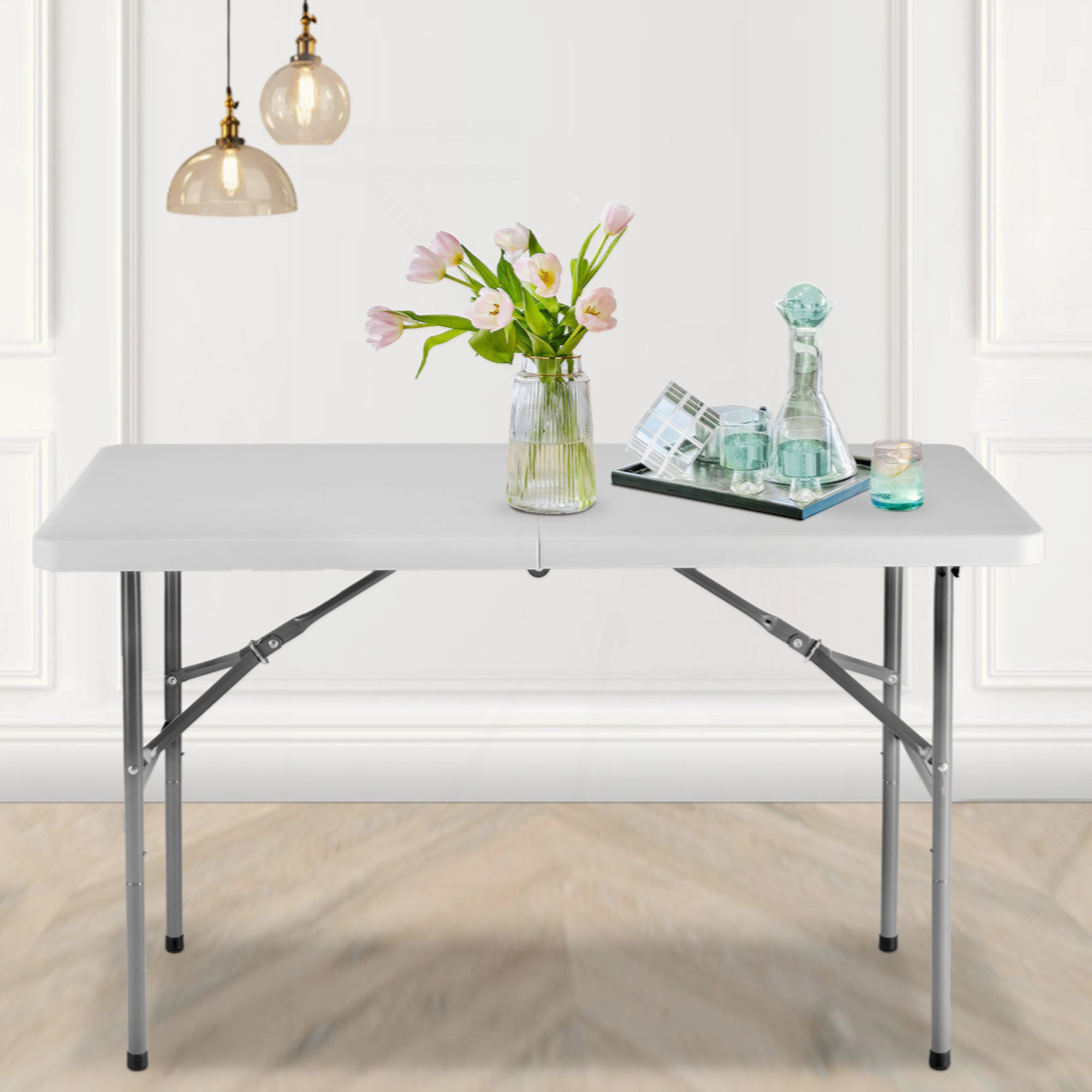 Arlmont & Co. 4Ft Folding Table Outdoor Indoor Heavy Duty Portable ...