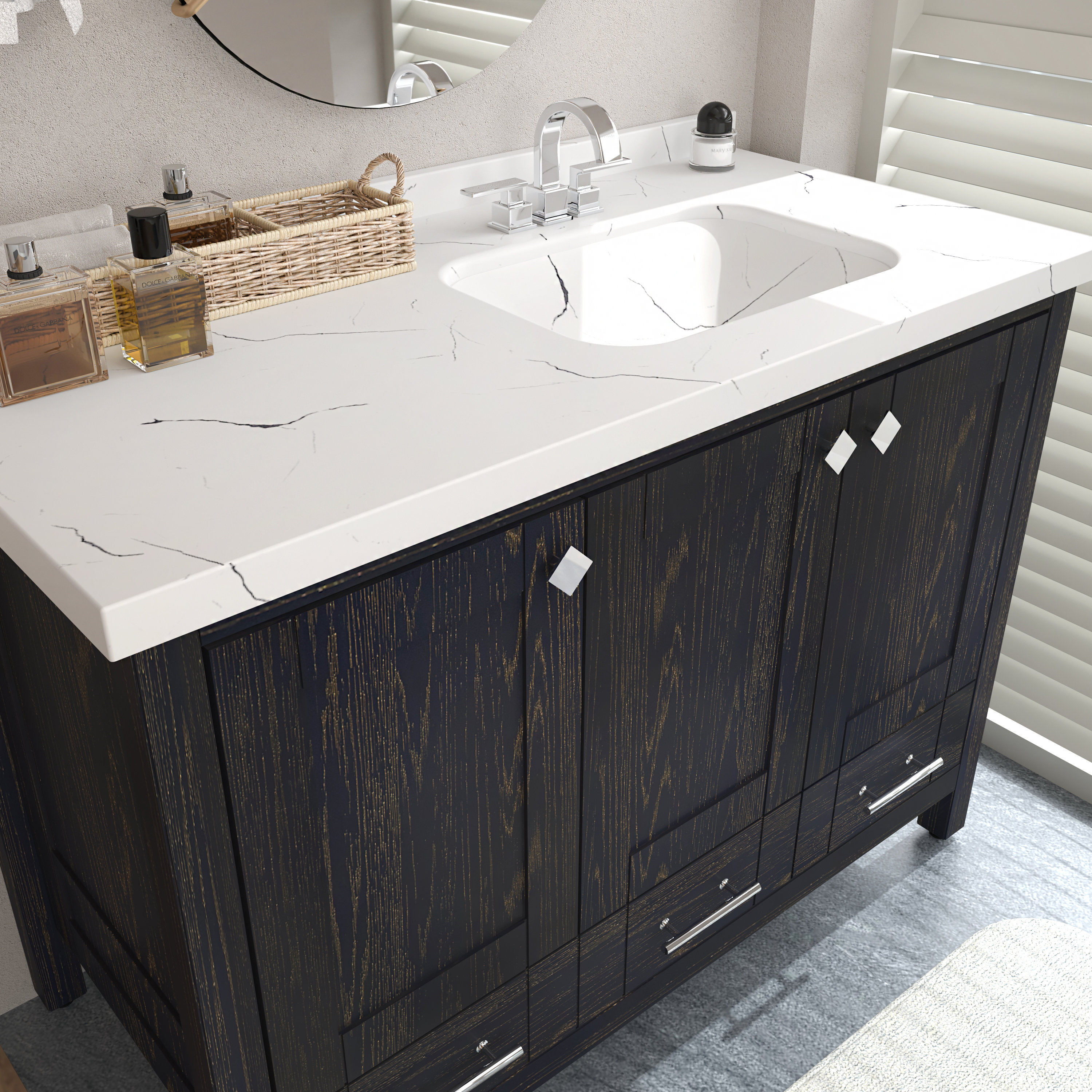 Wildon Home® Elektra 47'' Single Bathroom Vanity with Engineered Marble ...