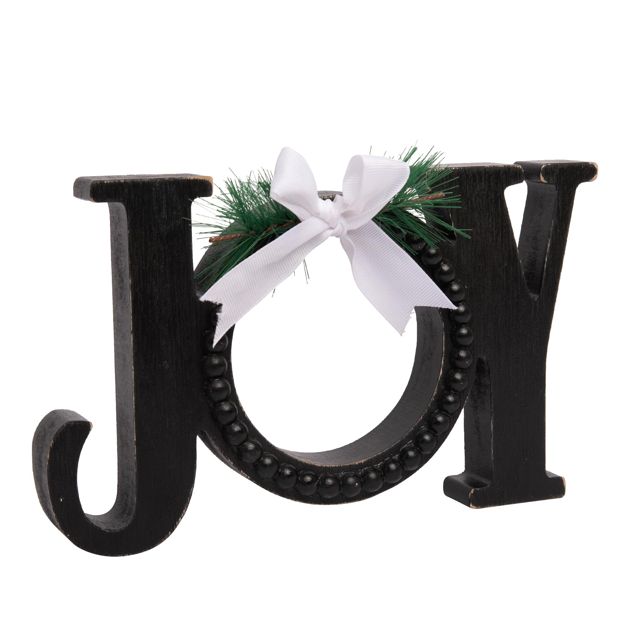 The Holiday Aisle® Christmas Farmhouse Rustic Wooden Freestanding JOY ...